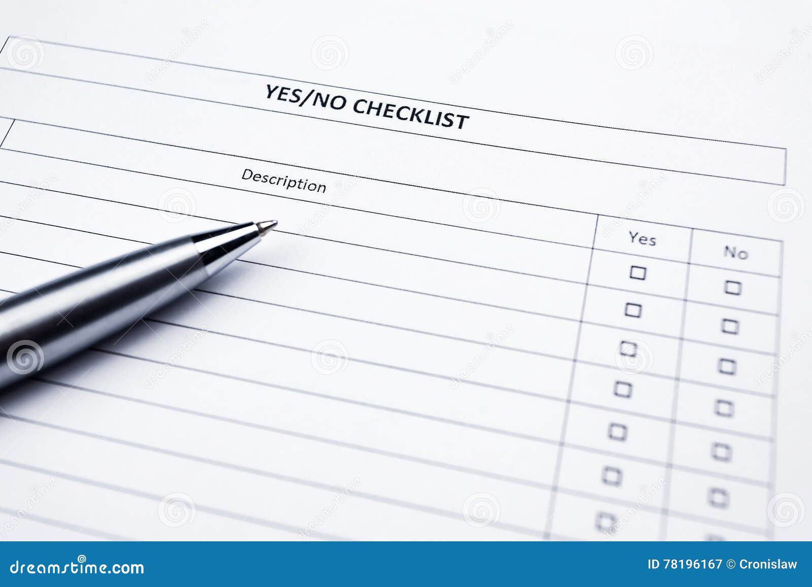 Checklist with a pen. stock image. Image of mark, checkbox - 78196167