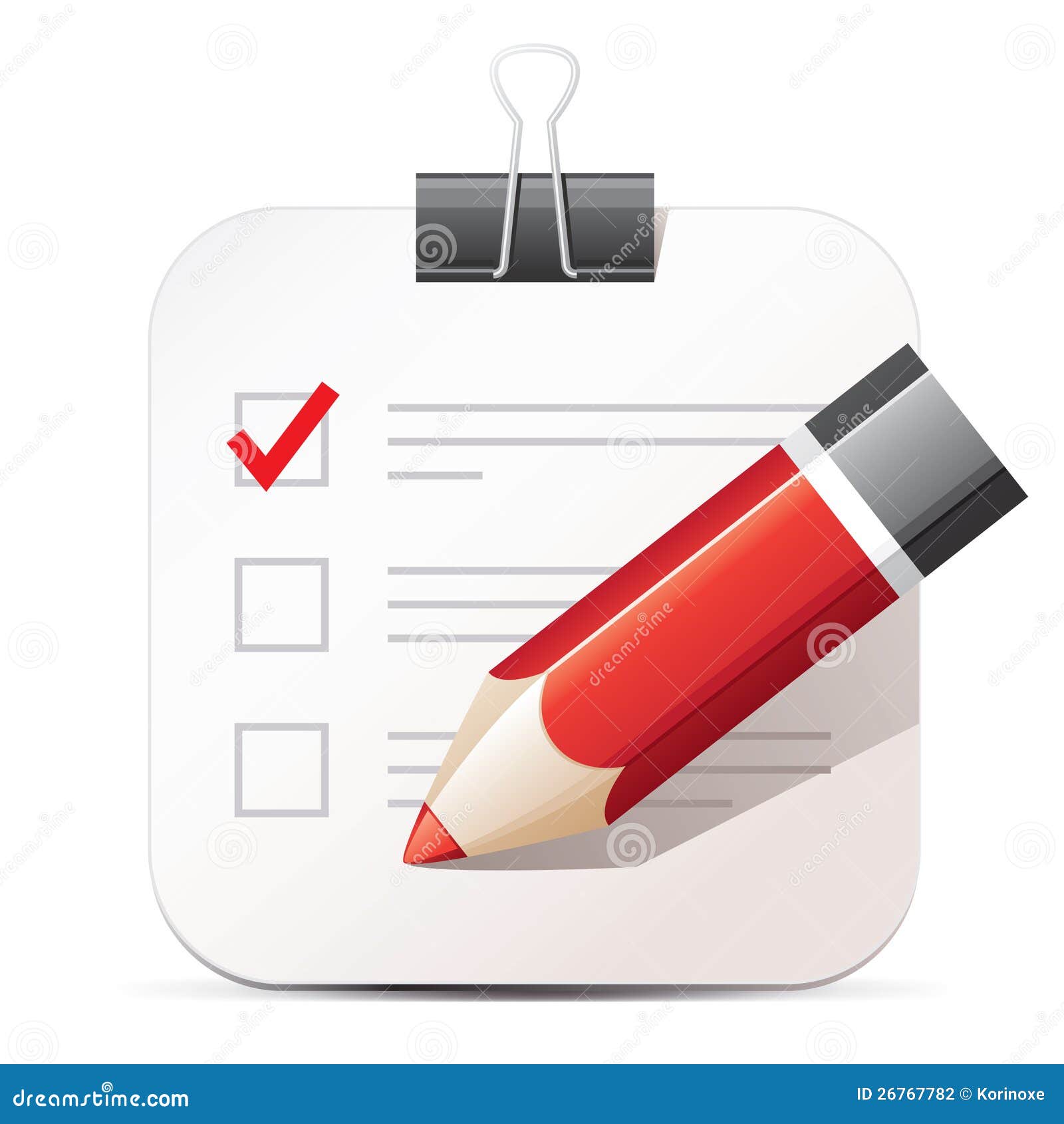Checklist and pencil stock vector. Illustration of binder - 26767782