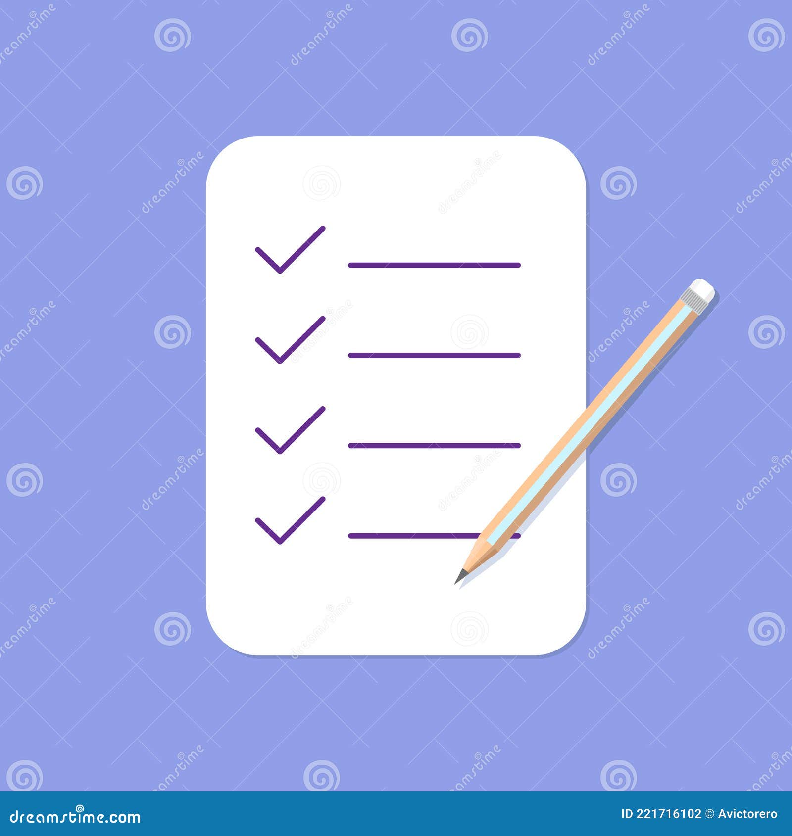 Checklist and Pencil Icon stock vector. Illustration of vector - 221716102