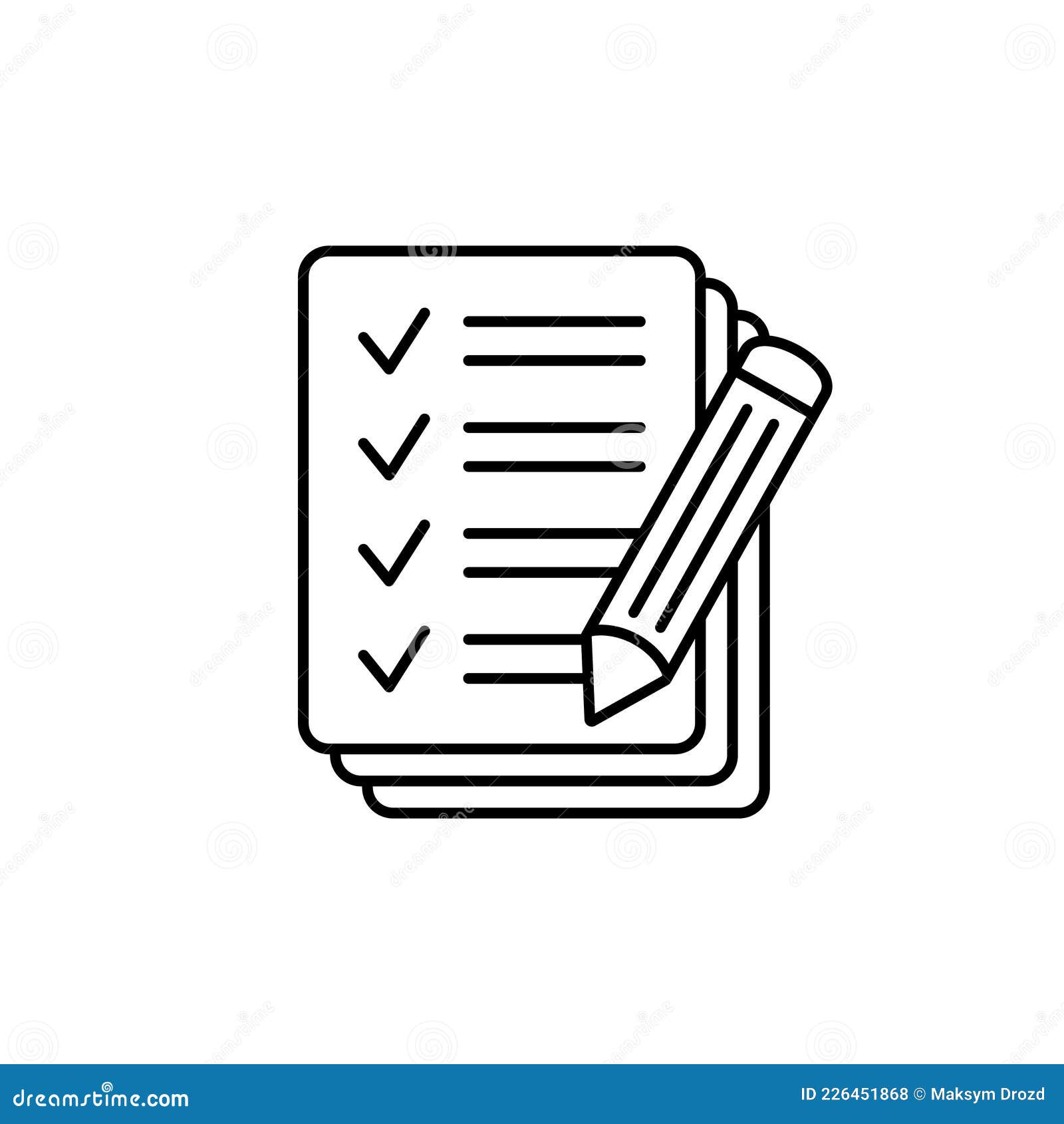Checklist Pencil Icon. Pencil with Paper Icon, Contract Vector Icon ...