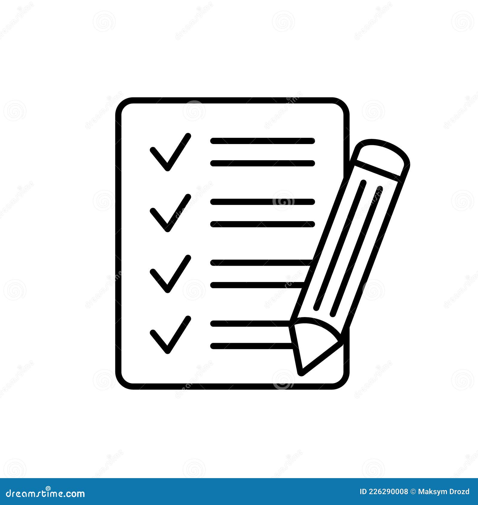 Checklist with Pencil Icon Vector Illustration. Test Vector Icon Stock ...