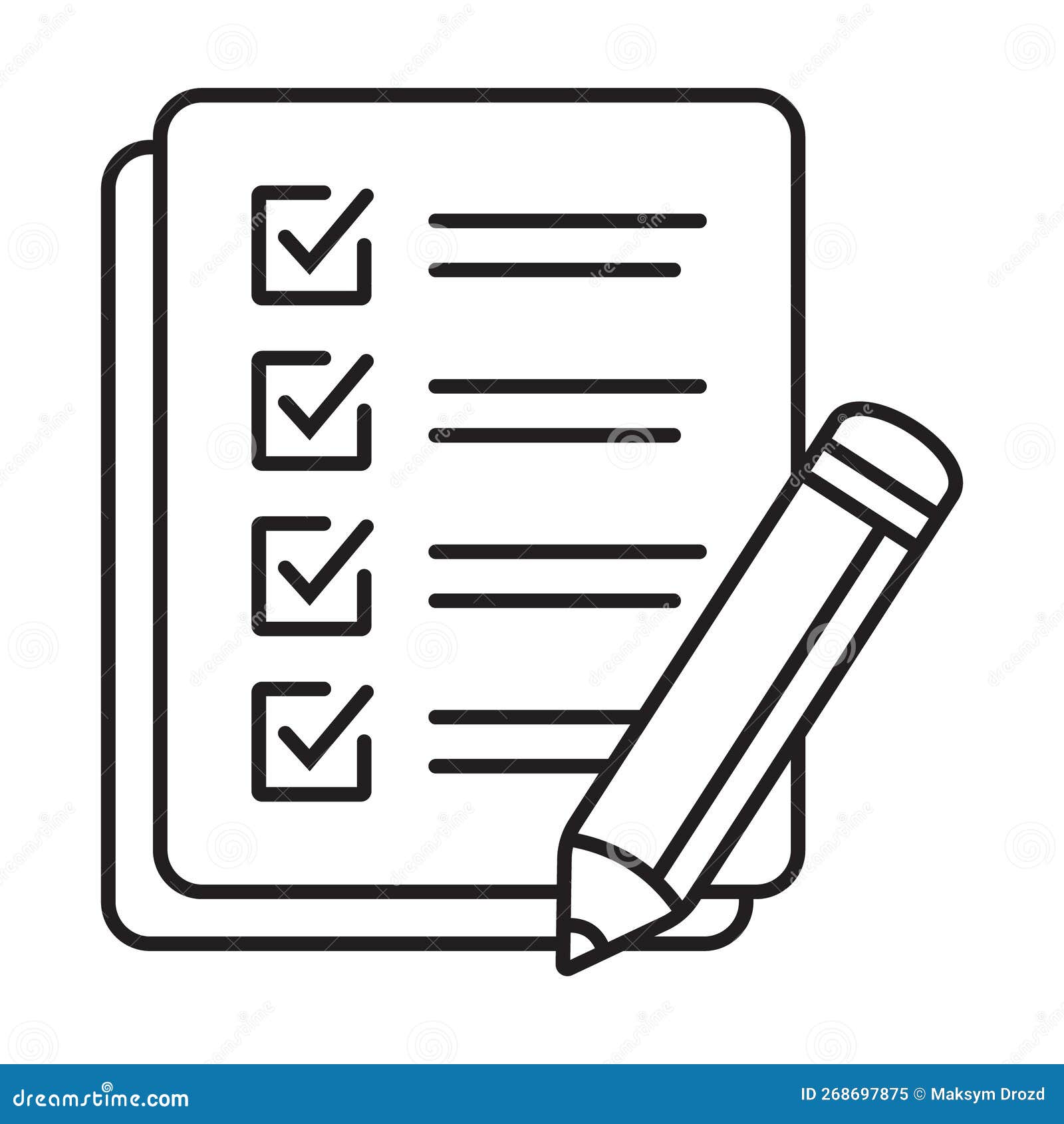 Checklist with Pencil Icon Vector Illustration. Test Vector Icon Stock ...