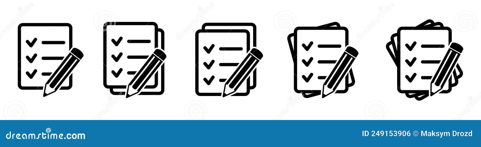 Checklist Pencil Vector Icon. Black Illustration Isolated on White ...