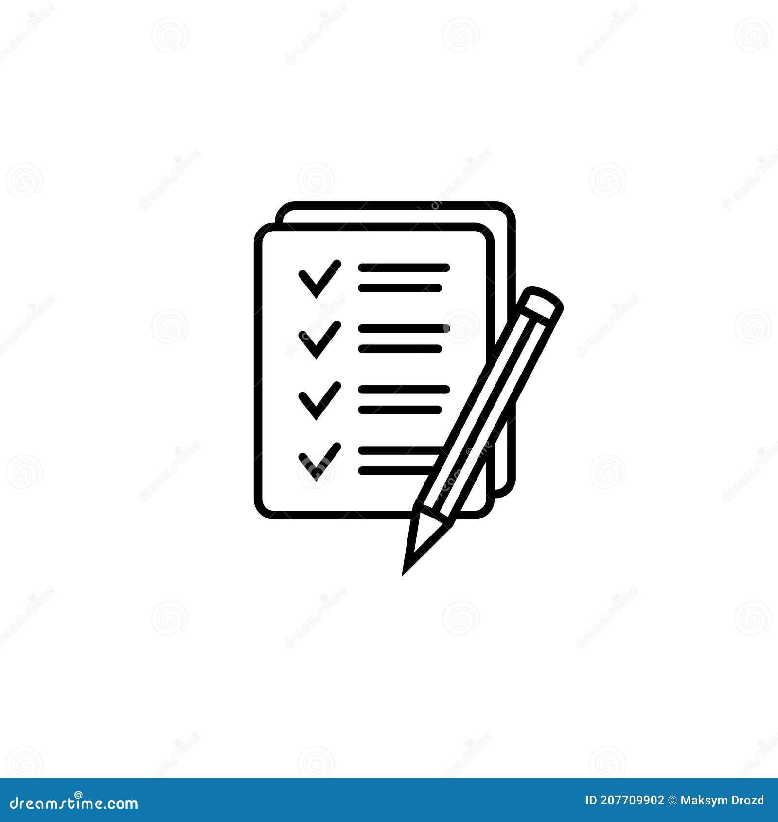 Checklist Pencil Vector Icon. Black Illustration Isolated on White ... Checklist Pencil Vector Icon. Black Illustration Isolated on White ...