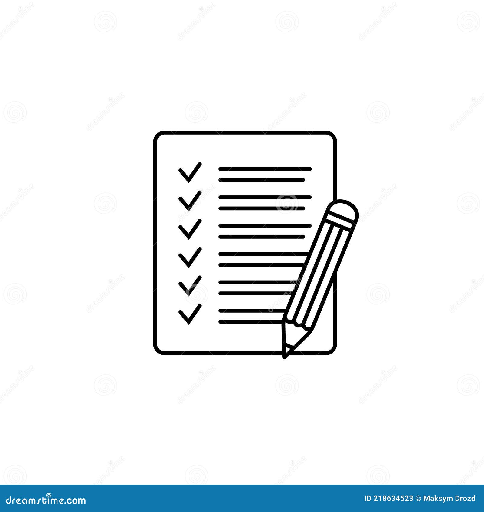 Checklist Pencil Vector Icon. Black Illustration Isolated on White ...