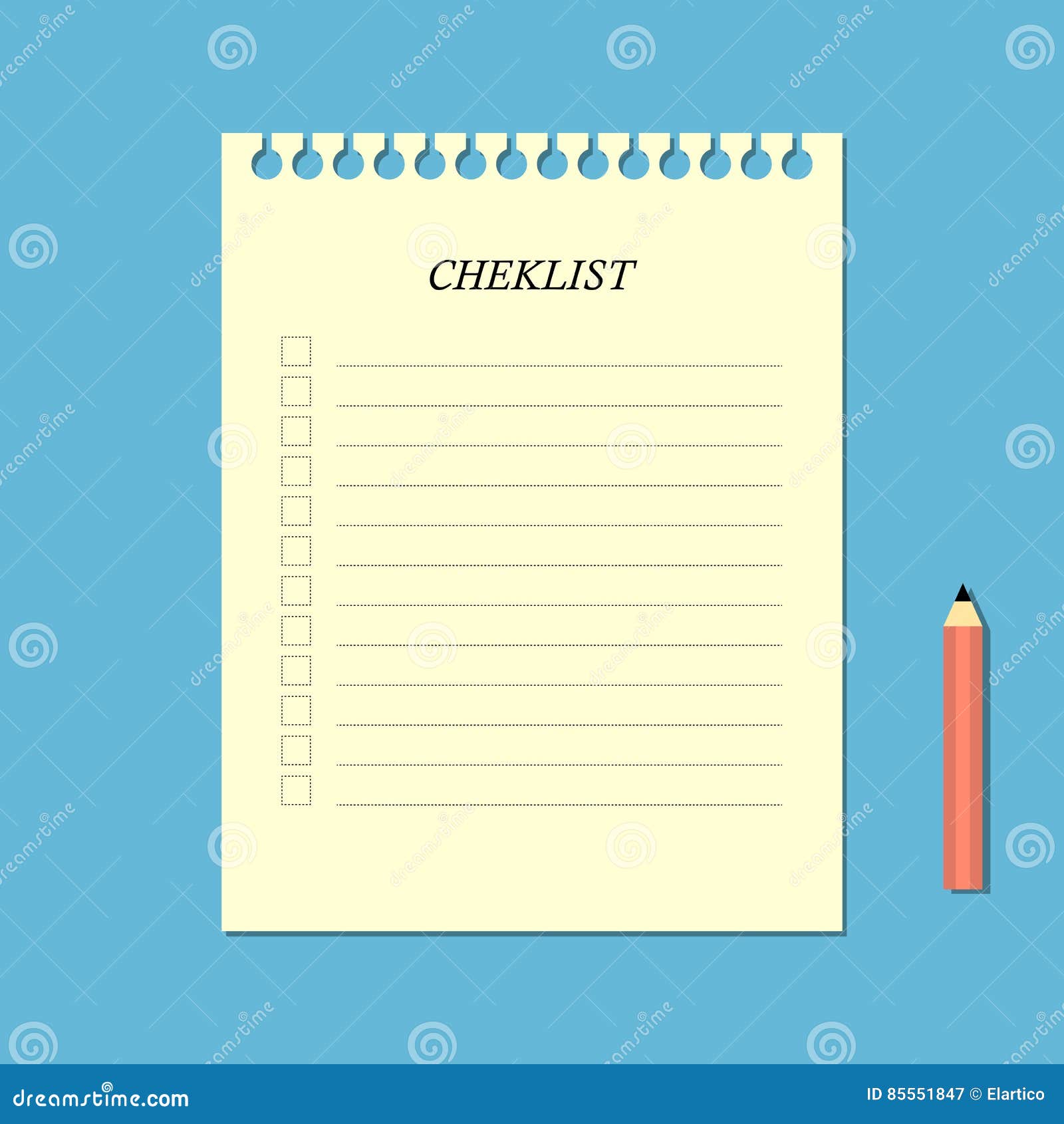 Checklist and pencil stock vector. Illustration of paper - 85551847