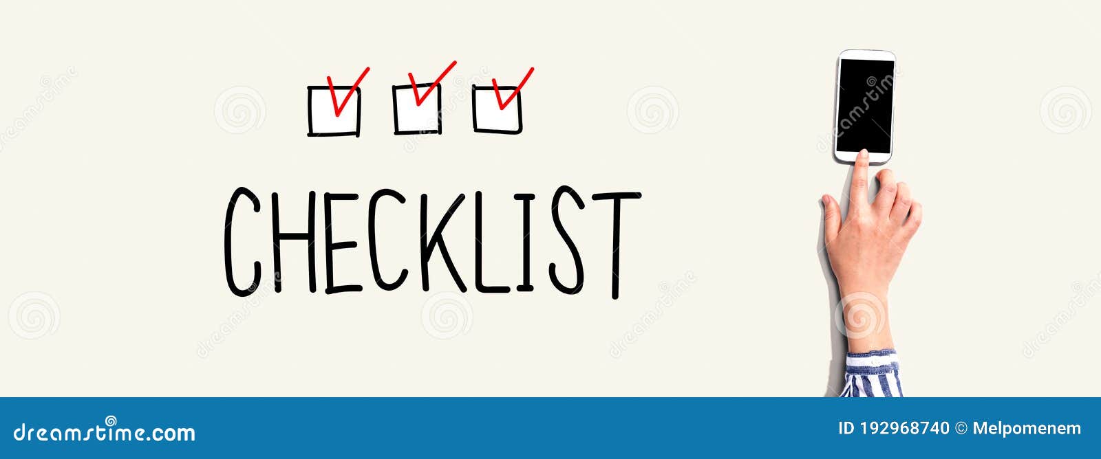 Checklist with Person Using Smartphone Stock Illustration ...