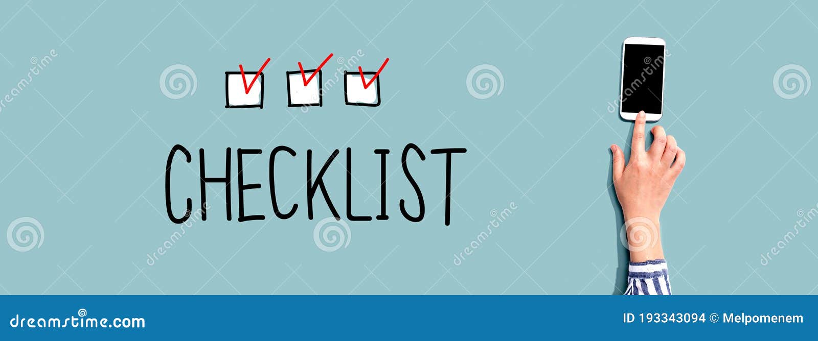Checklist with Person Using Smartphone Stock Photo - Image of choice ...