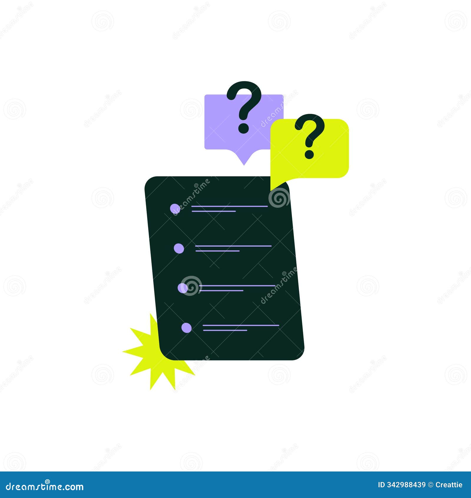 Checklist with Question Marks in Flat Vector Illustration Symbolizing ...