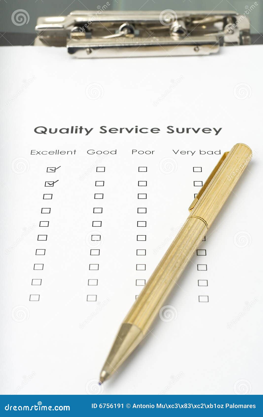 Checklist Questionnaire Quality of Service Stock Image - Image of check ...