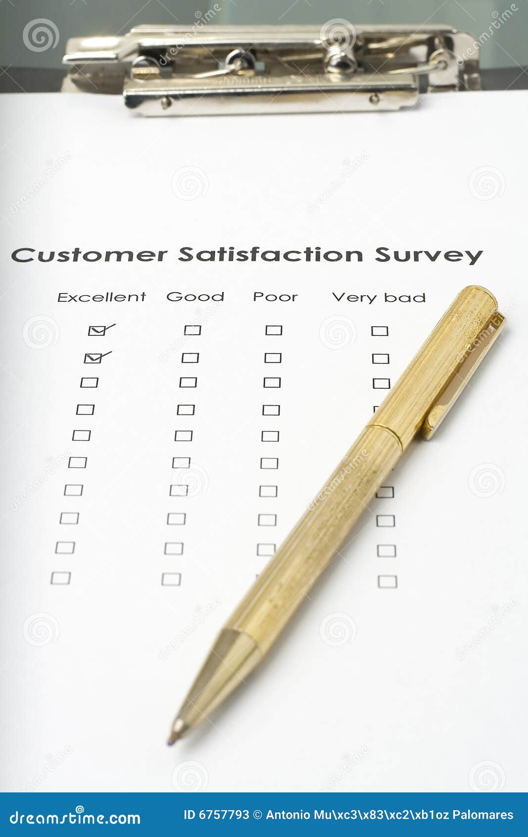 Checklist Questionnaire Quality of Service Stock Image - Image of sign ...