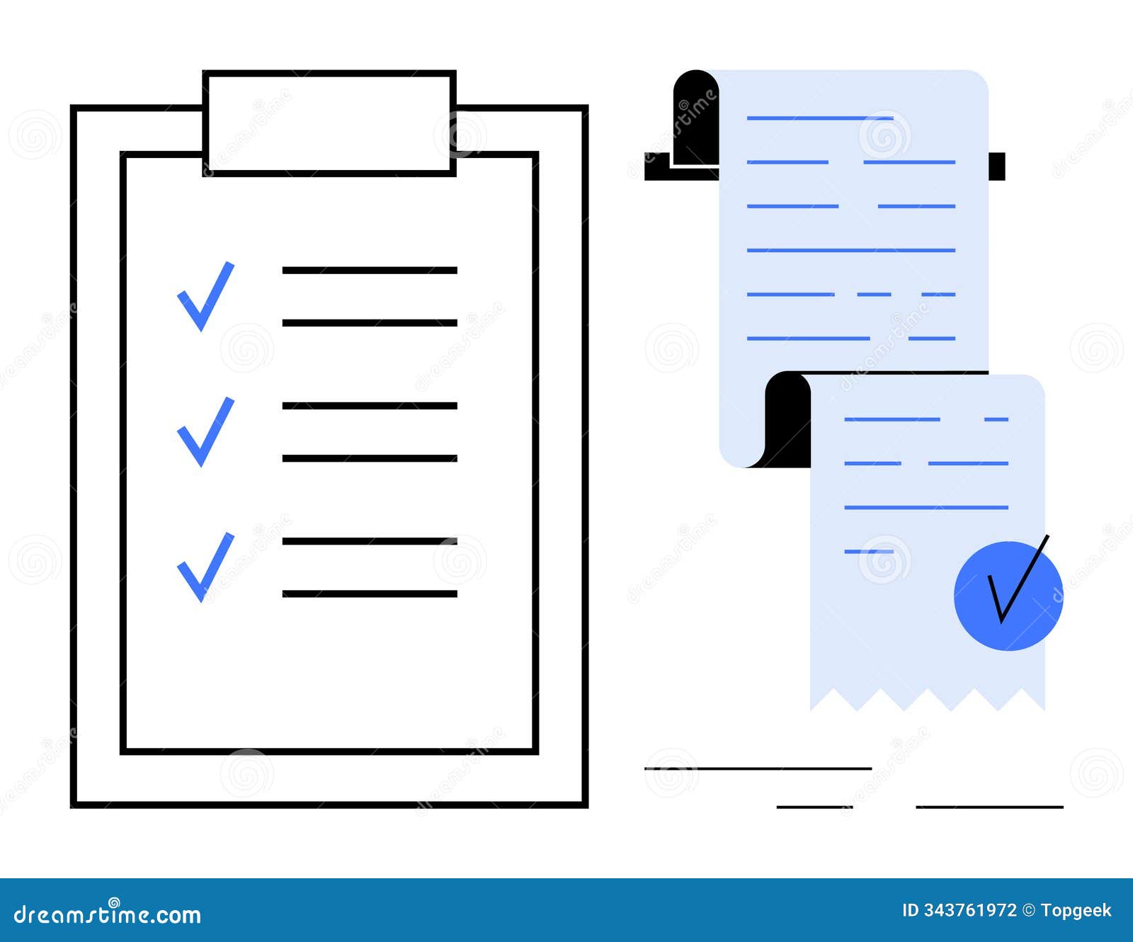Checklist and Receipt with Checkmarks in Minimalist Style Stock ...