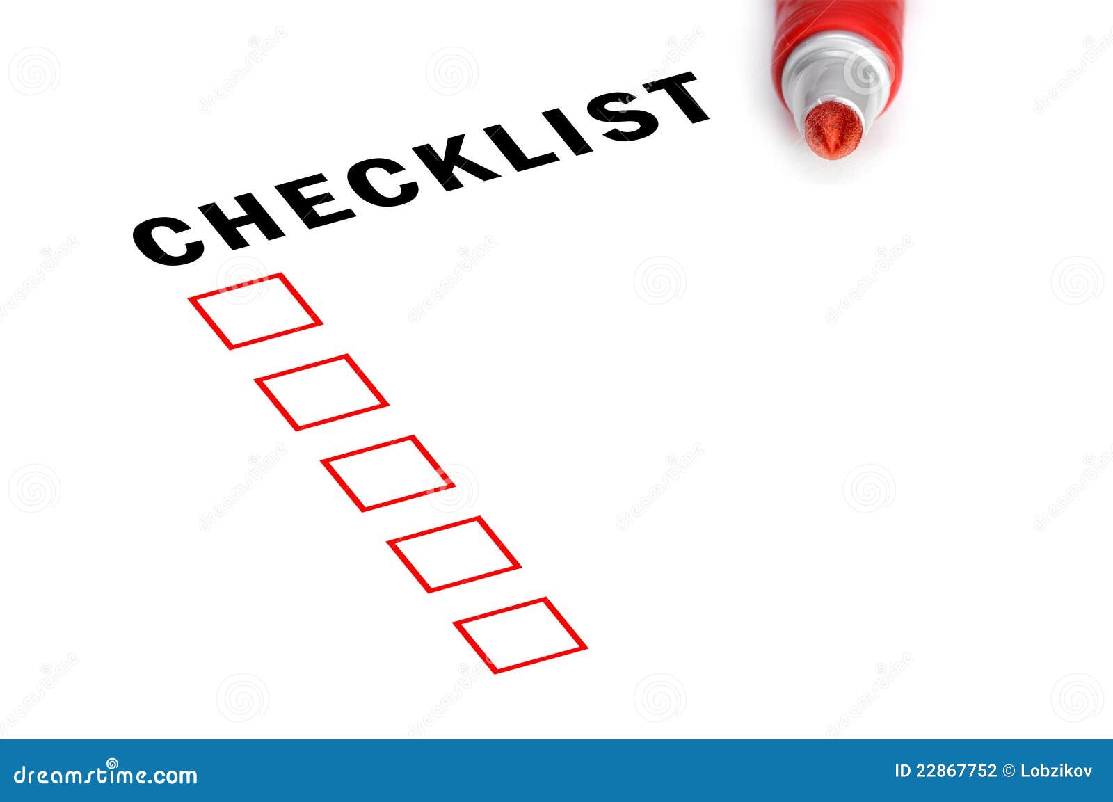 Checklist with Red Marker and Checked Boxes. Stock Photo - Image of ...
