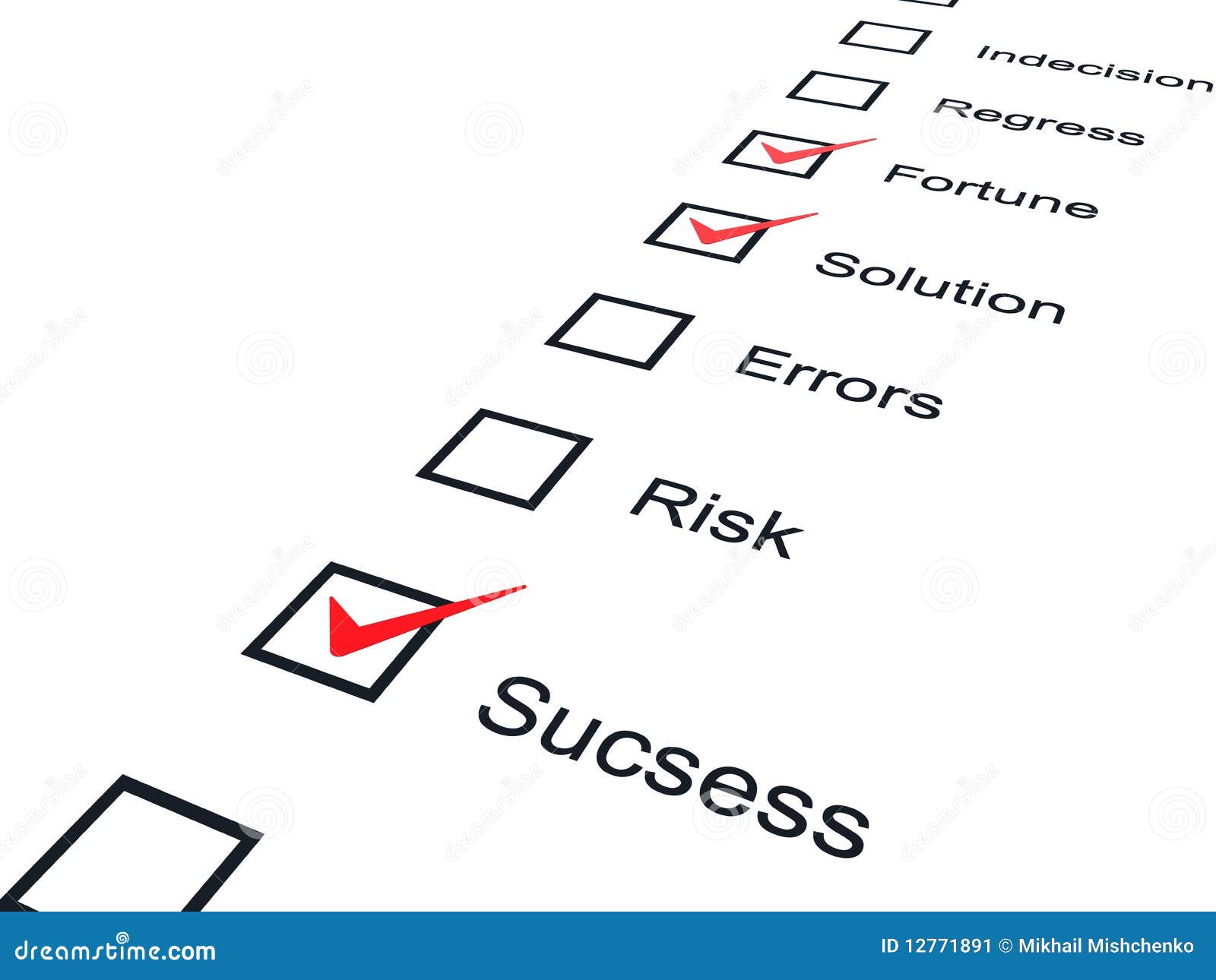 Checklist with red marks stock illustration. Illustration of ...