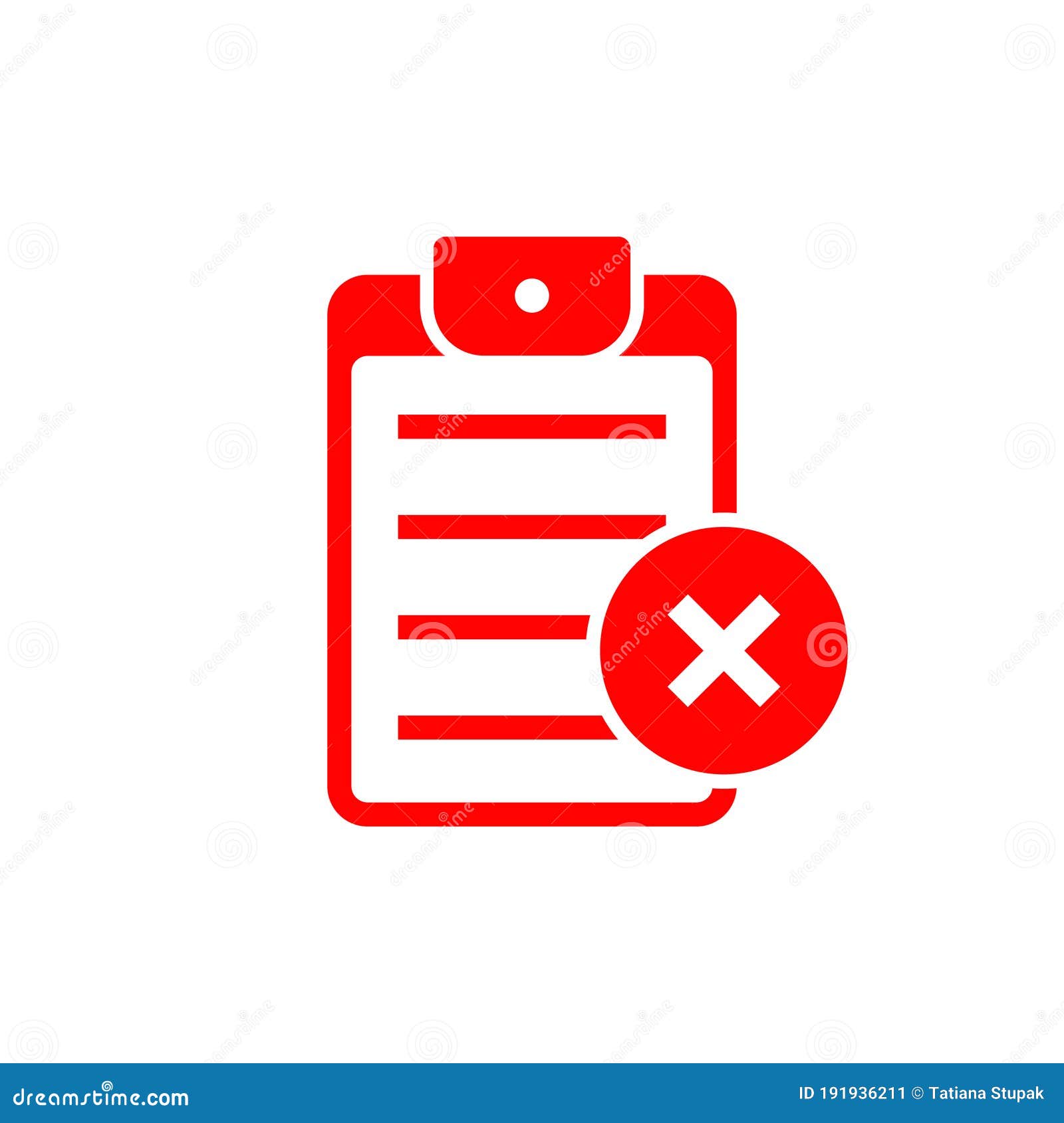 Checklist Rejected Red Icon. Clipboard with Failed Task Symbol Stock ...
