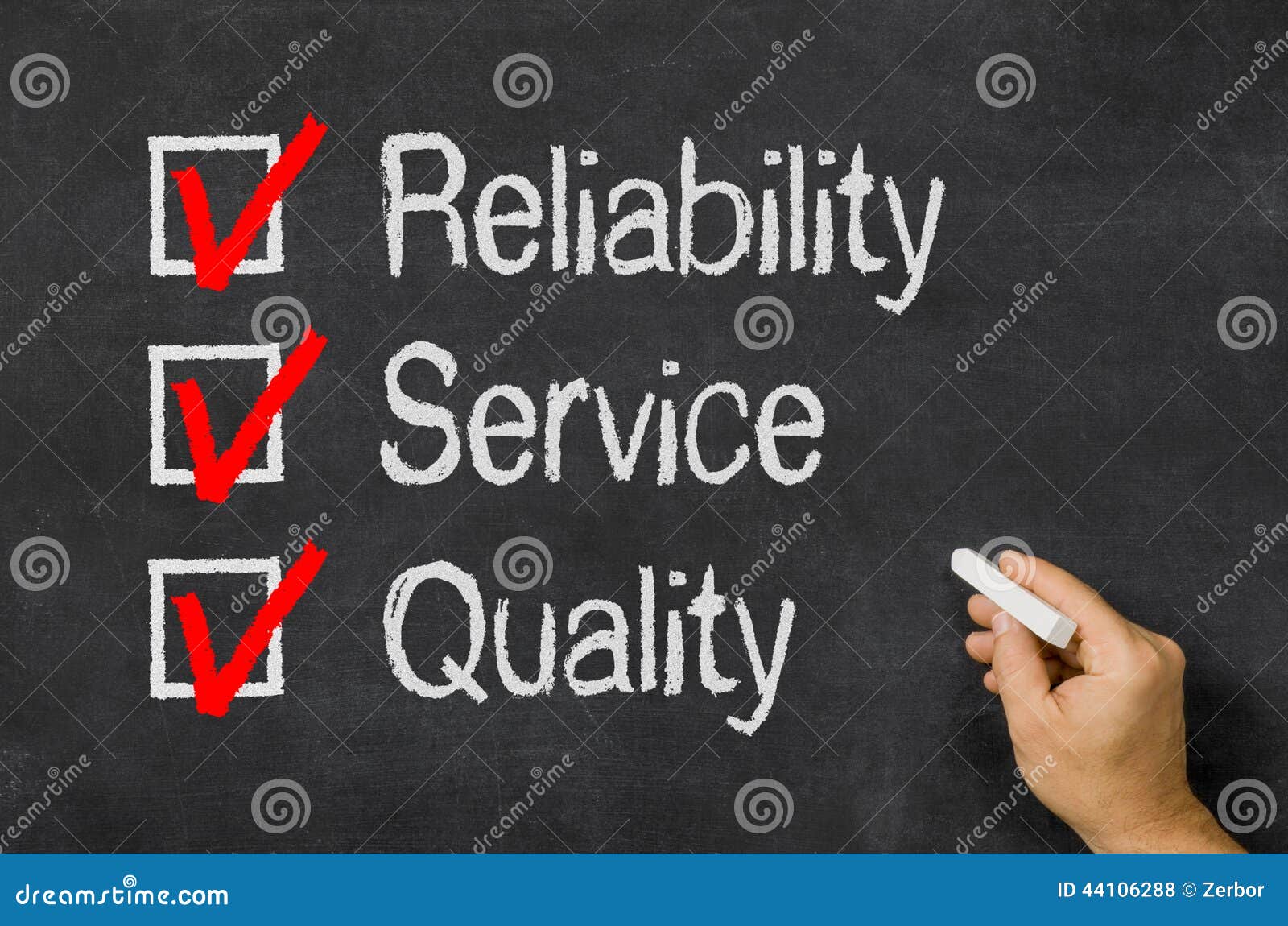 Checklist Reliability, Service and Quality Stock Photo - Image of ...