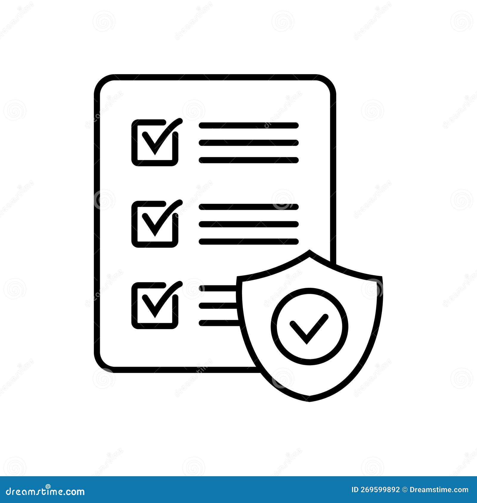 Checklist and Shield Line Icon, Insurance Policy Concept, Data Document ...