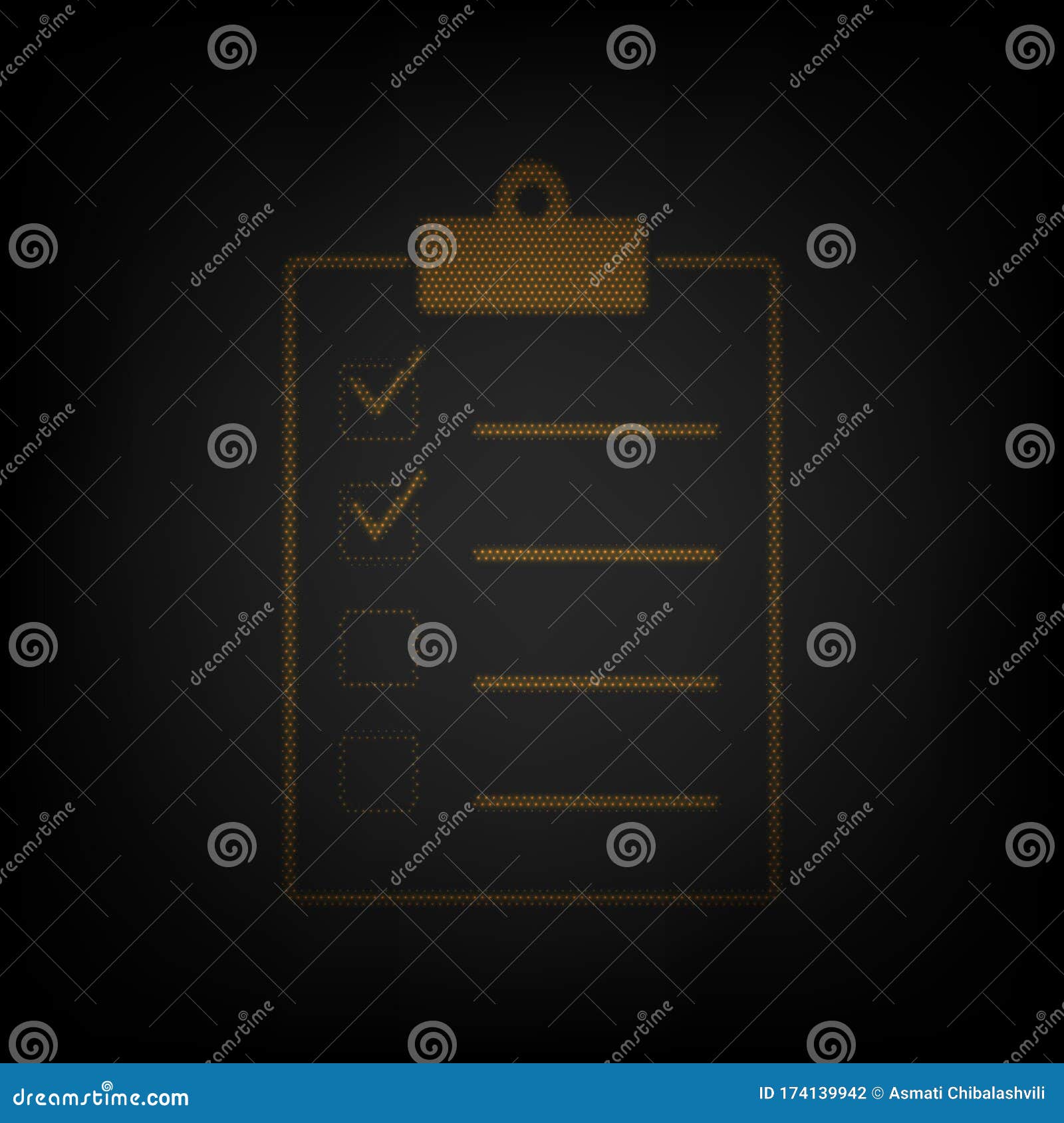 Checklist Sign Illustration. Icon As Grid of Small Orange Light Bulb in ...