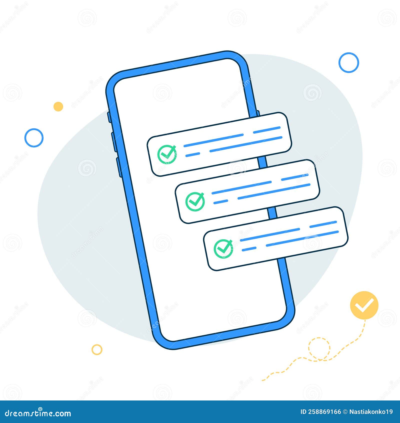 Checklist On Smartphone Display, Checkboxes With Check Mark. List Of ...