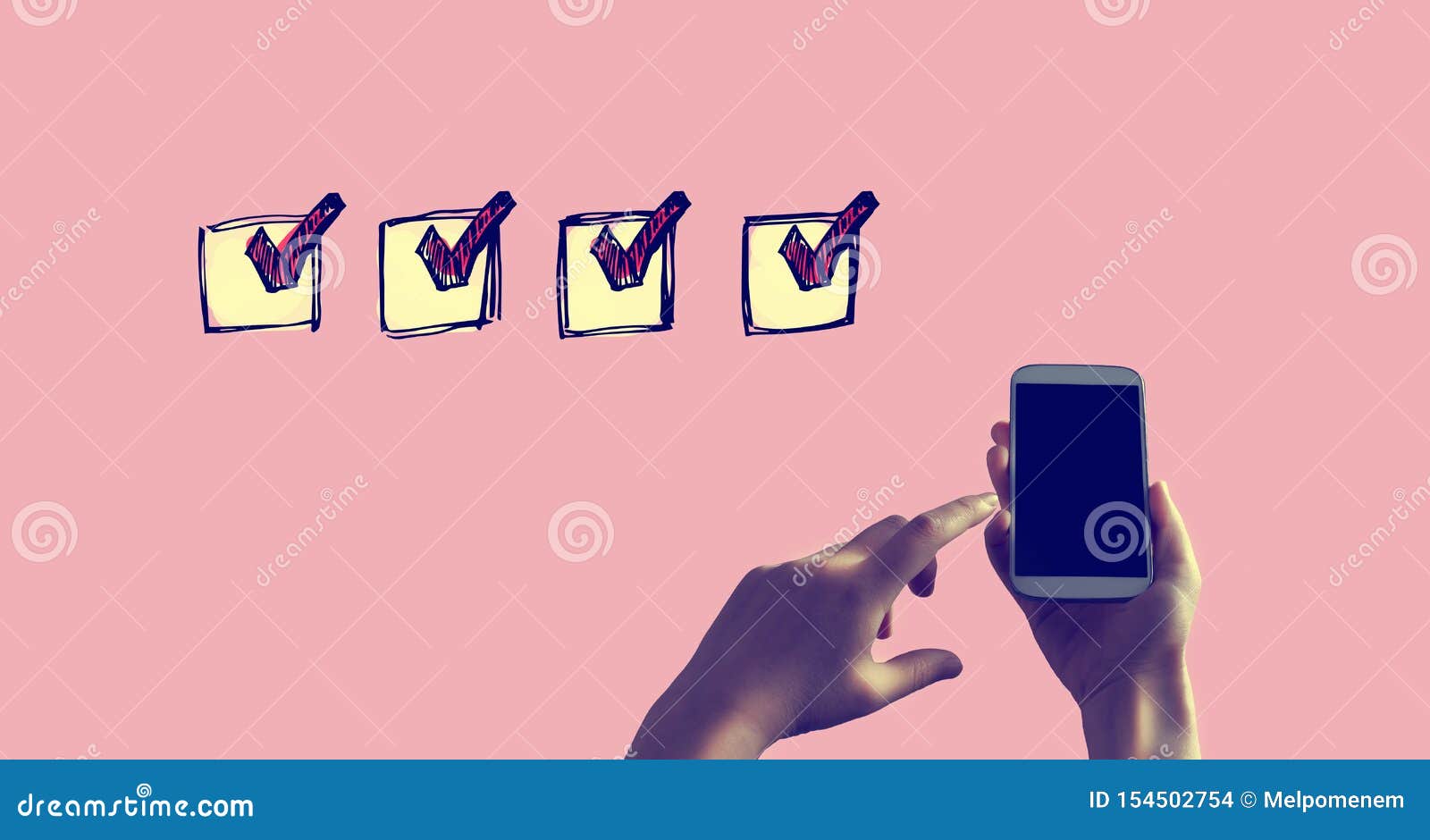 Checklist with smartphone stock illustration. Illustration of ...
