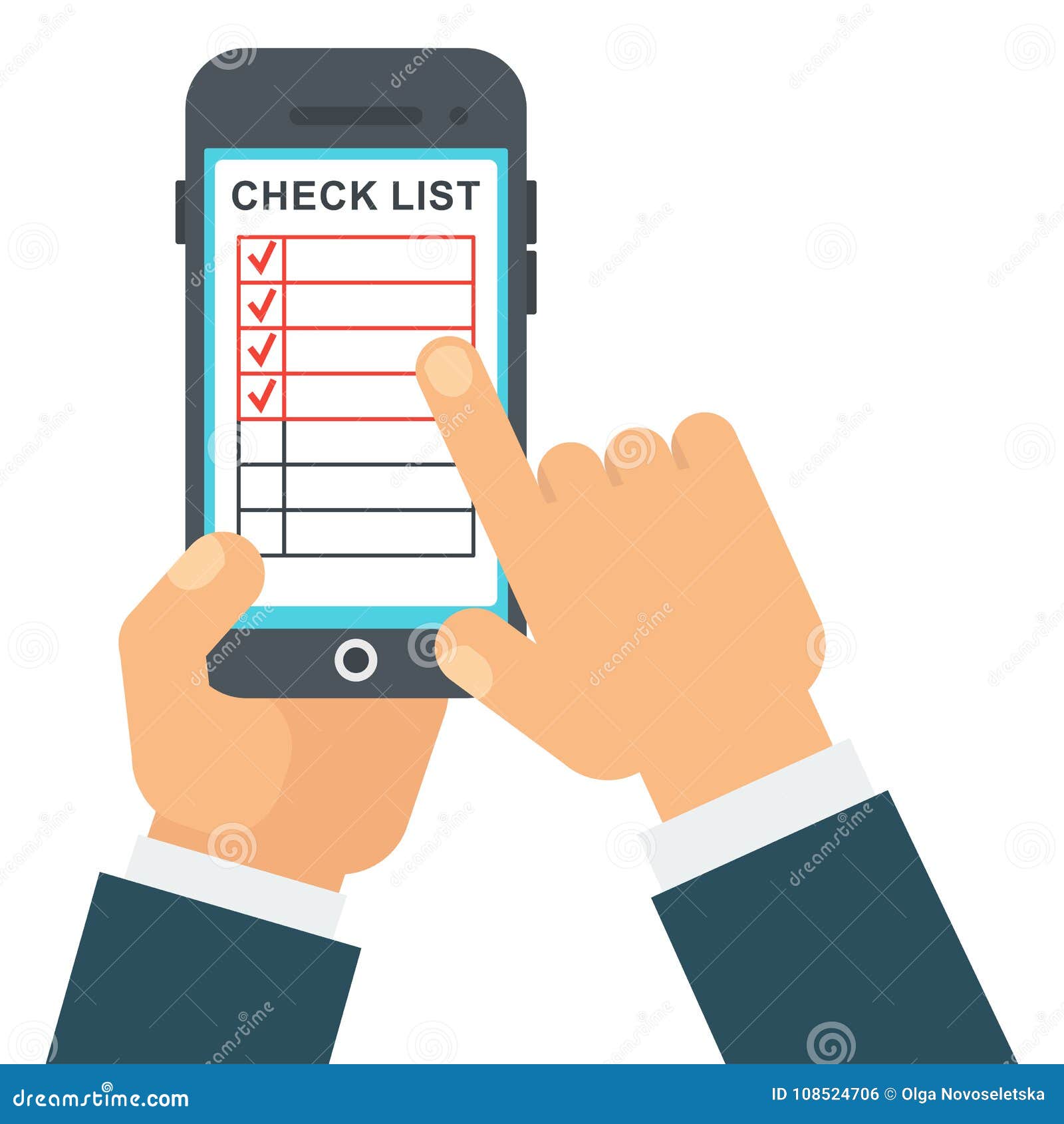 Check list mobile stock vector. Illustration of checklist - 108524706