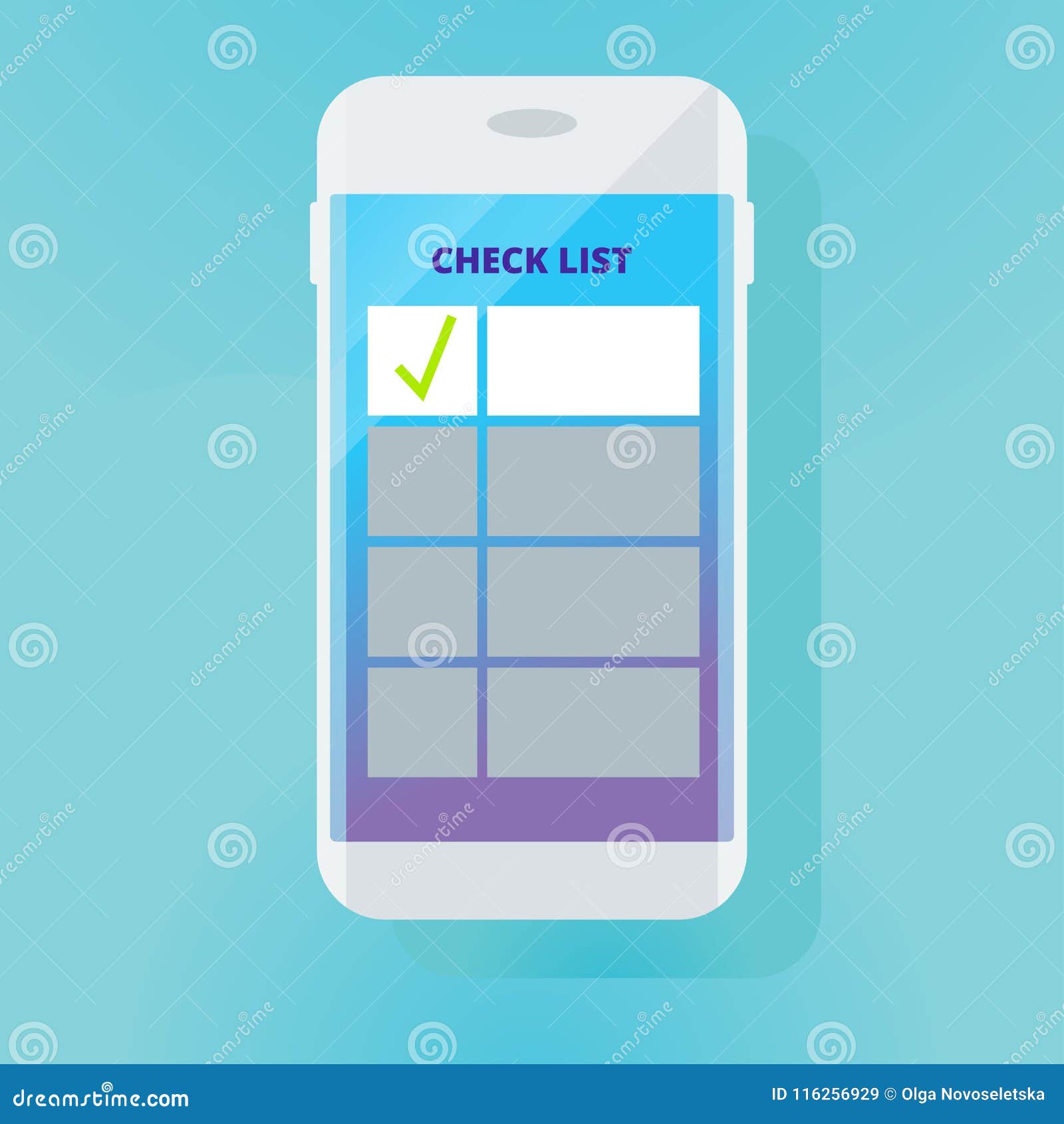 Checklist On Smartphone Display, Checkboxes With Check Mark. Flat ...