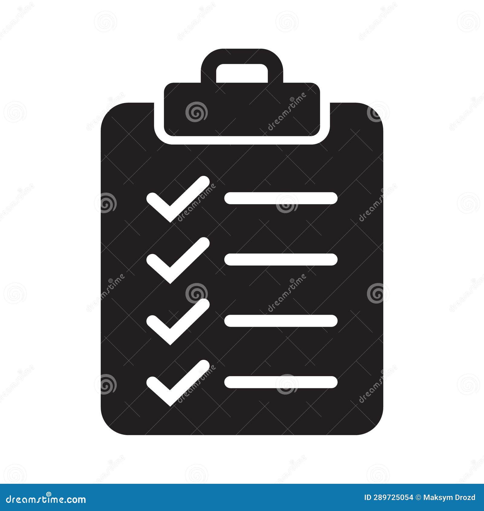 Checklist Solid Icon Flat Style Isolated on Background. Checklist Sign ...