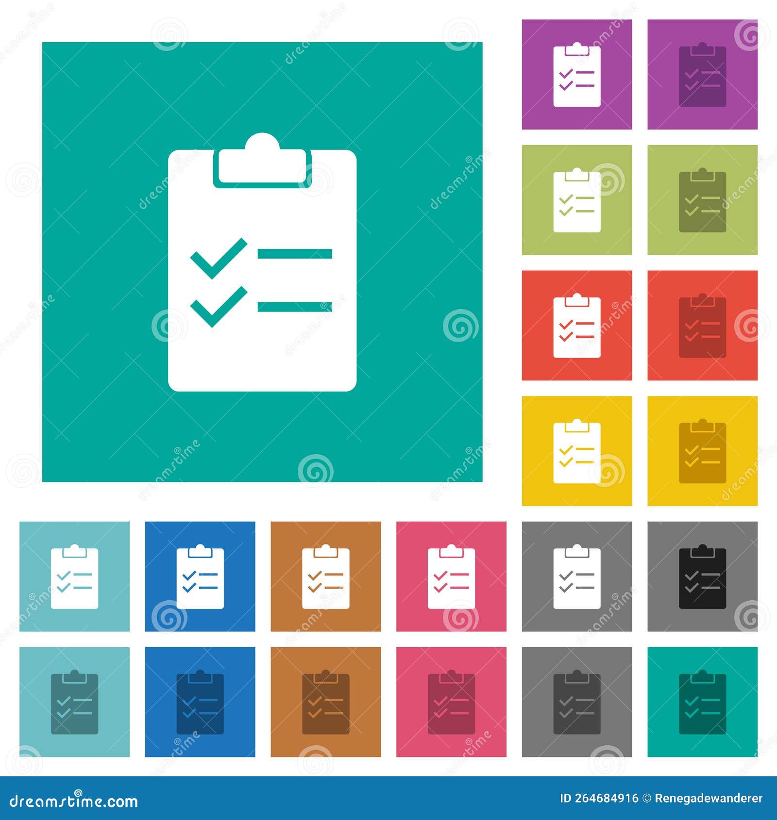Checklist Solid Square Flat Multi Colored Icons Stock Vector ...
