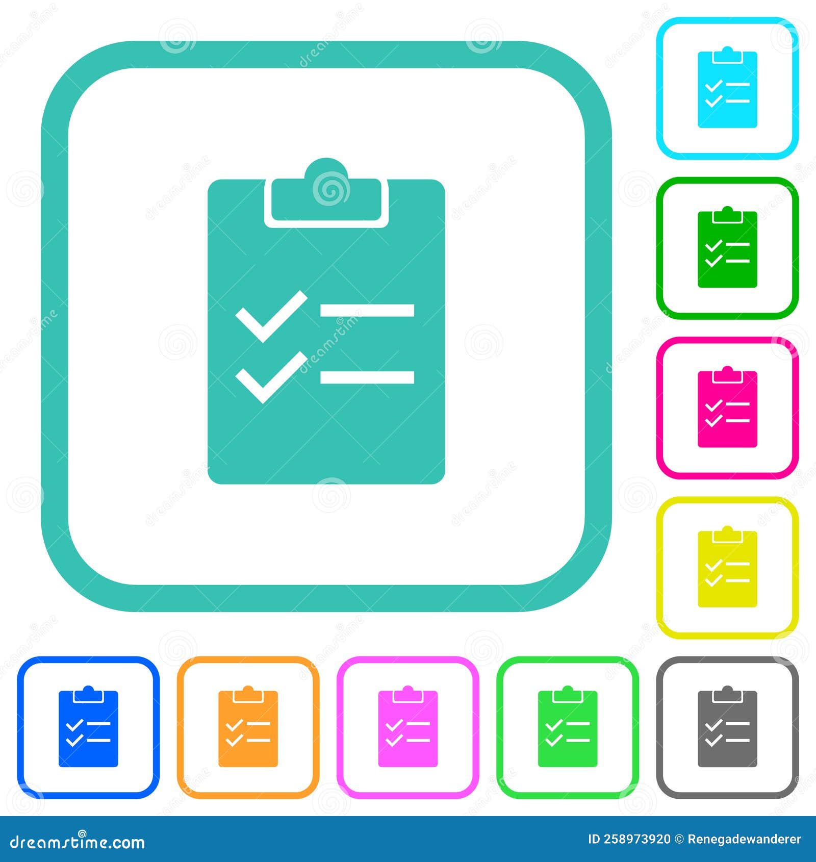Checklist Solid Vivid Colored Flat Icons Stock Vector - Illustration of ...