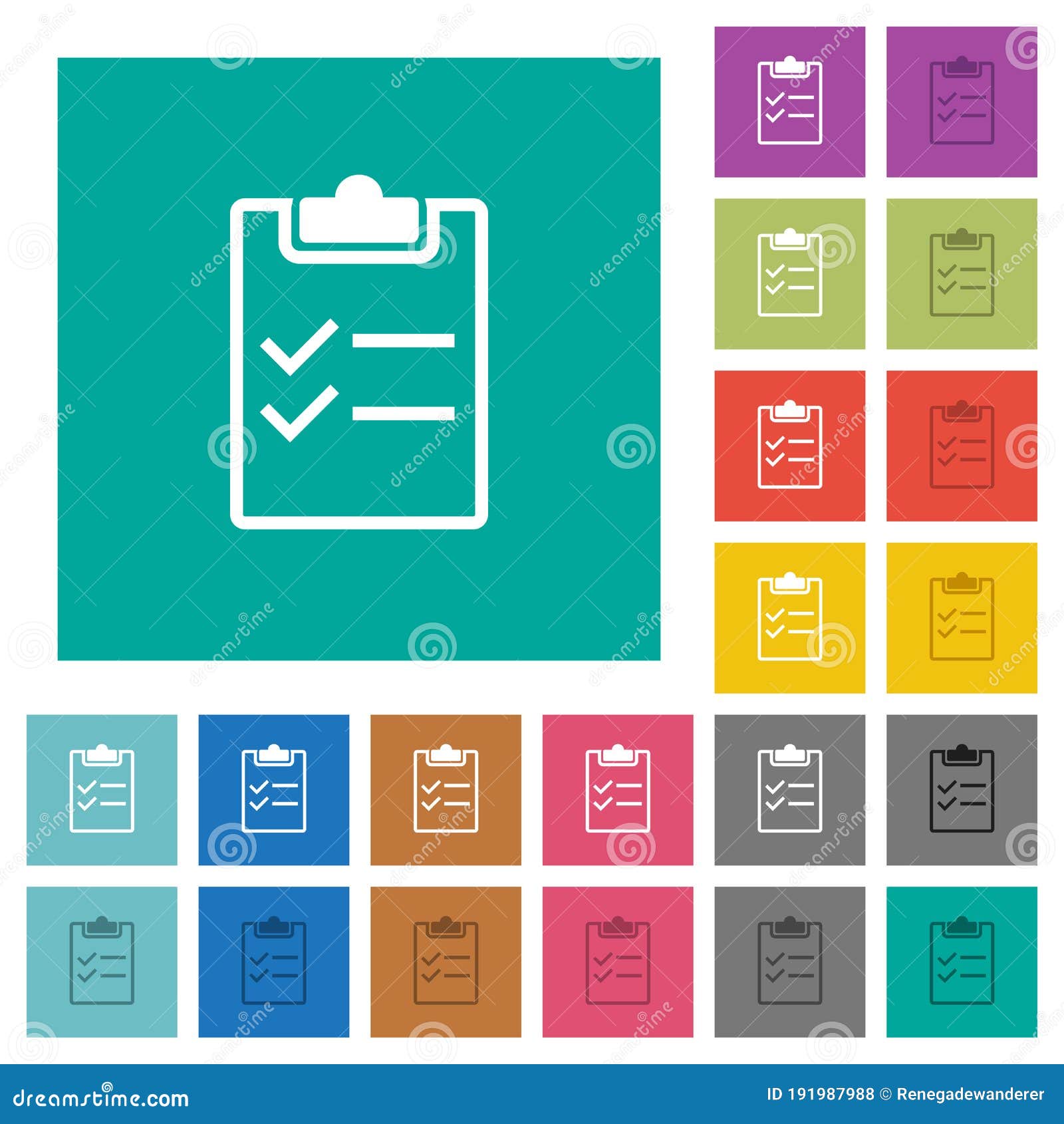 Checklist Square Flat Multi Colored Icons Stock Vector - Illustration ...