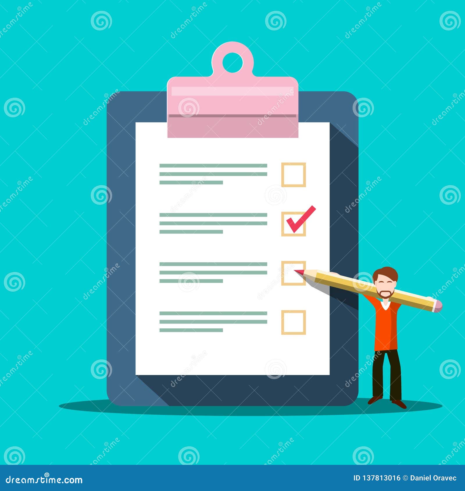 Checklist Symbol. Vector Survey Icon with Man Stock Vector ...