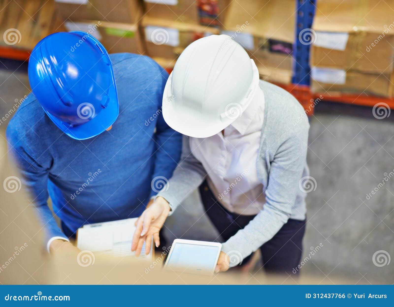 Checklist, Tablet and People in Warehouse for Inventory, Quality ...