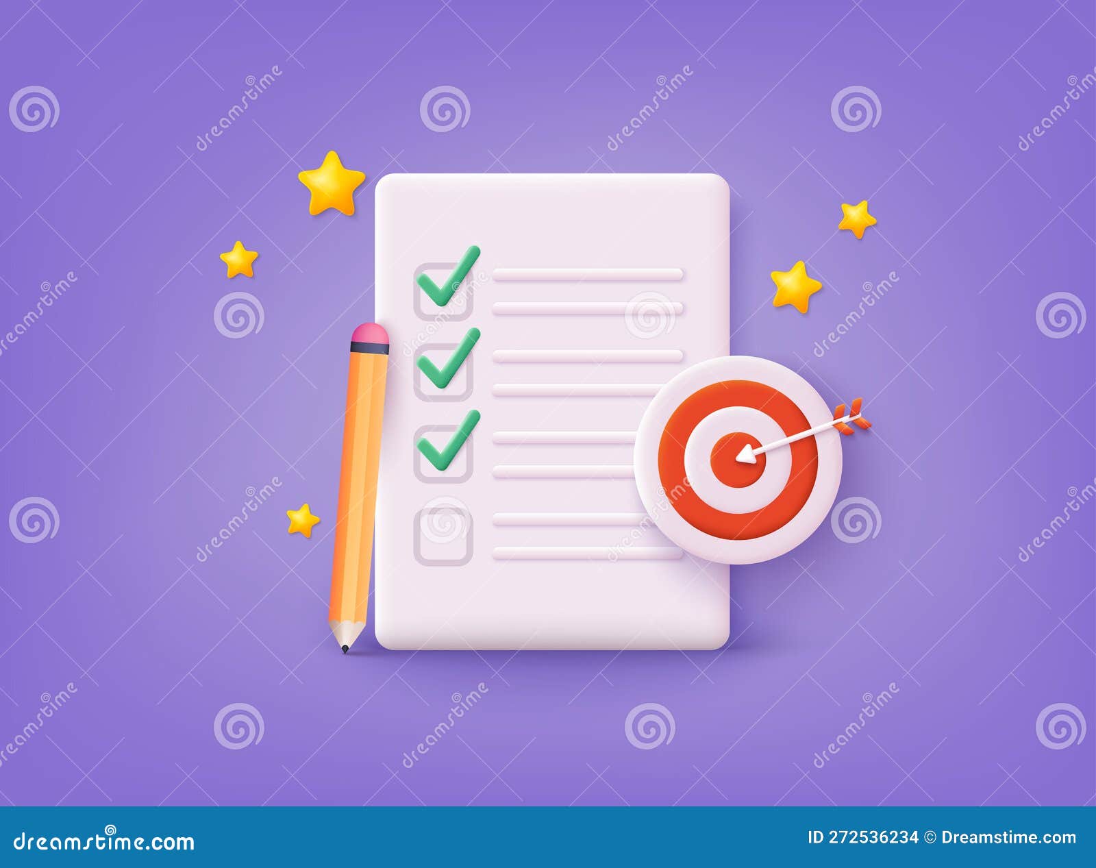 Checklist with Target. Successful Completion of Business Tasks Stock ...