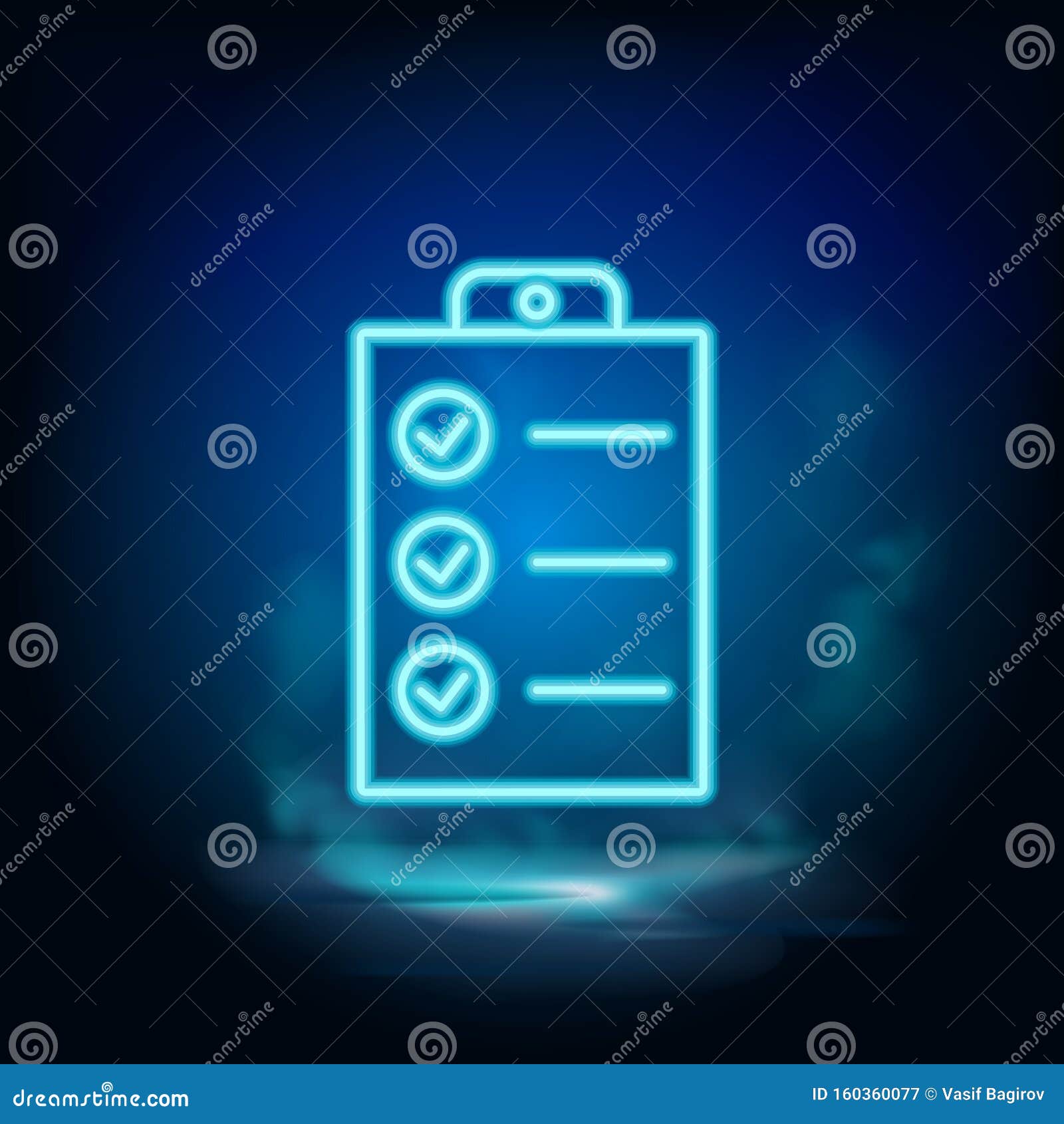 Checklist, Tasks Neon Icon. Blue Neon, Business Neon Icon Stock ...