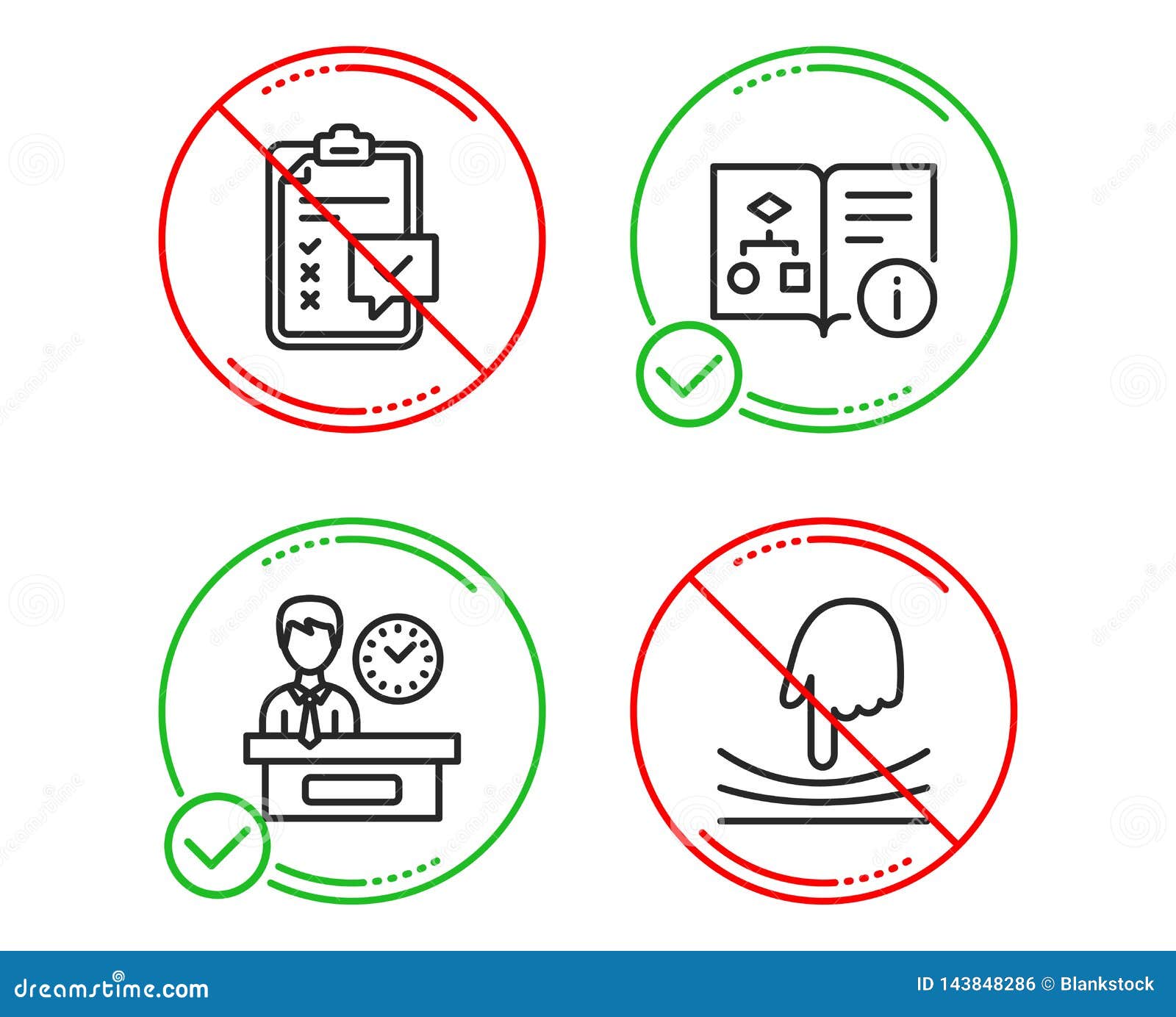 Checklist, Technical Algorithm and Presentation Time Icons Set. Elastic Sign. Survey, Project ...