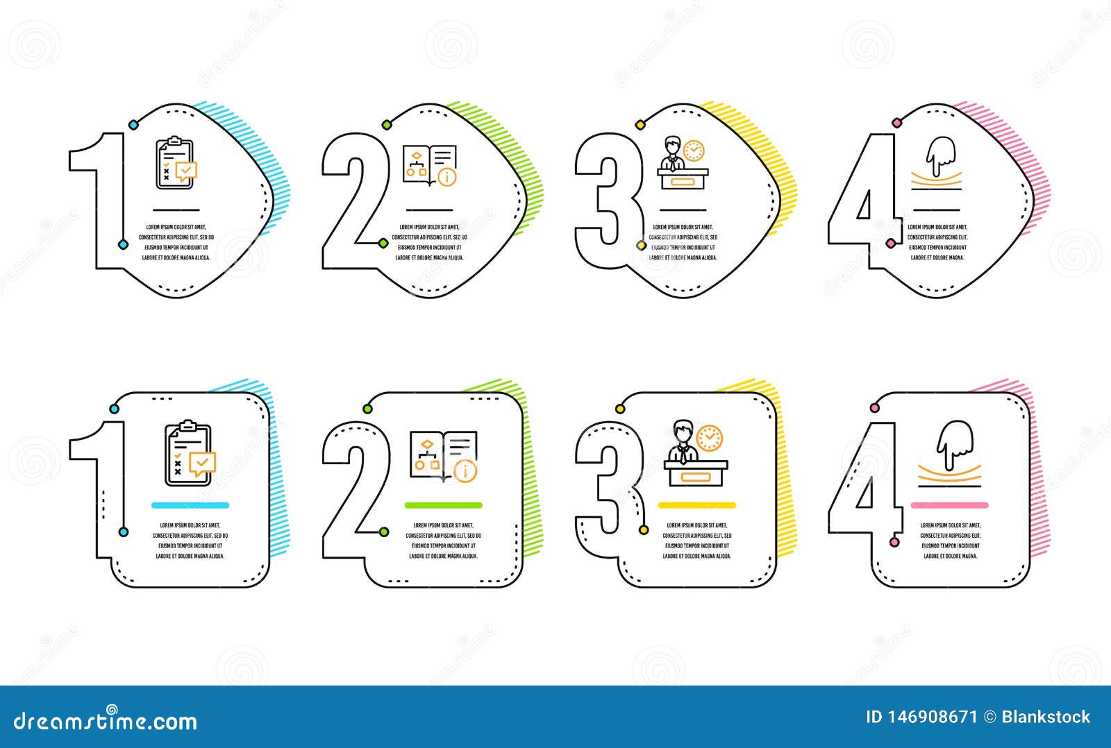 Checklist, Technical Algorithm and Presentation Time Icons Set. Elastic Sign. Survey, Project ...