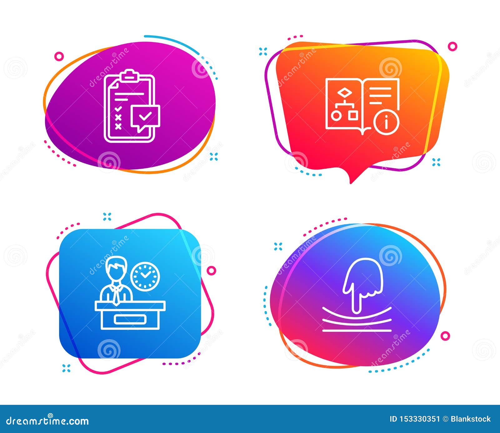 Checklist, Technical Algorithm and Presentation Time Icons Set. Elastic Sign. Survey, Project ...