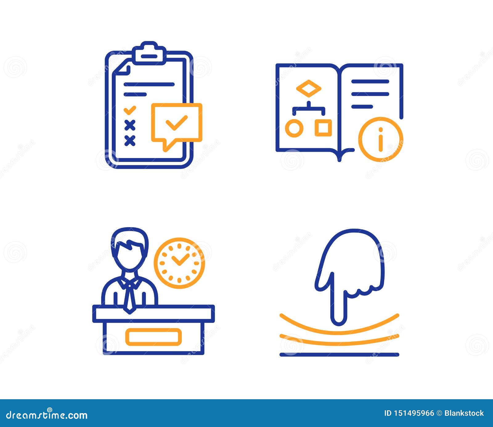 Checklist, Technical Algorithm and Presentation Time Icons Set. Elastic Sign. Survey, Project ...
