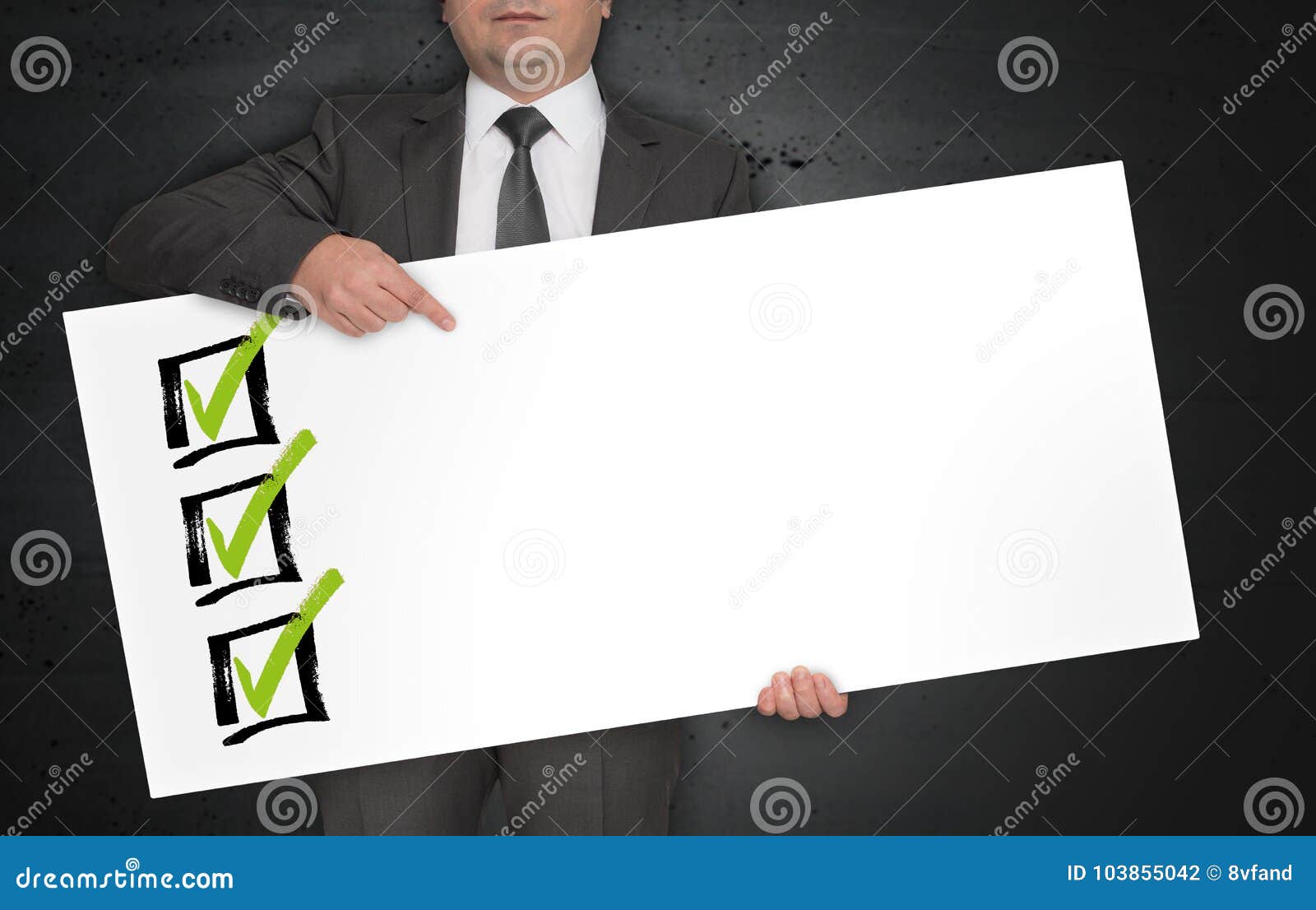 Checklist Template Poster is Held by Businessman Stock Photo - Image of ...