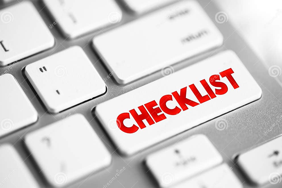 Checklist Text Button on Keyboard, Concept Background Stock Image ...