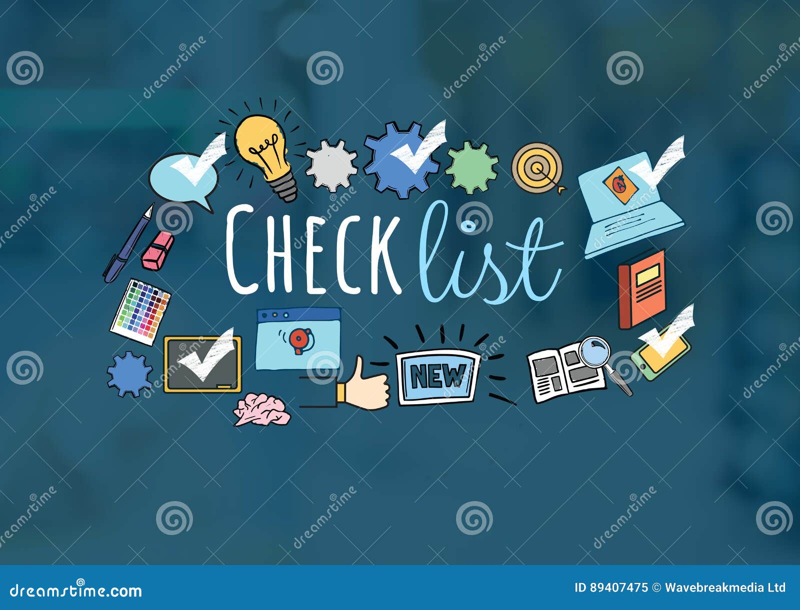 Checklist Text with Drawings Graphics Stock Illustration - Illustration ...
