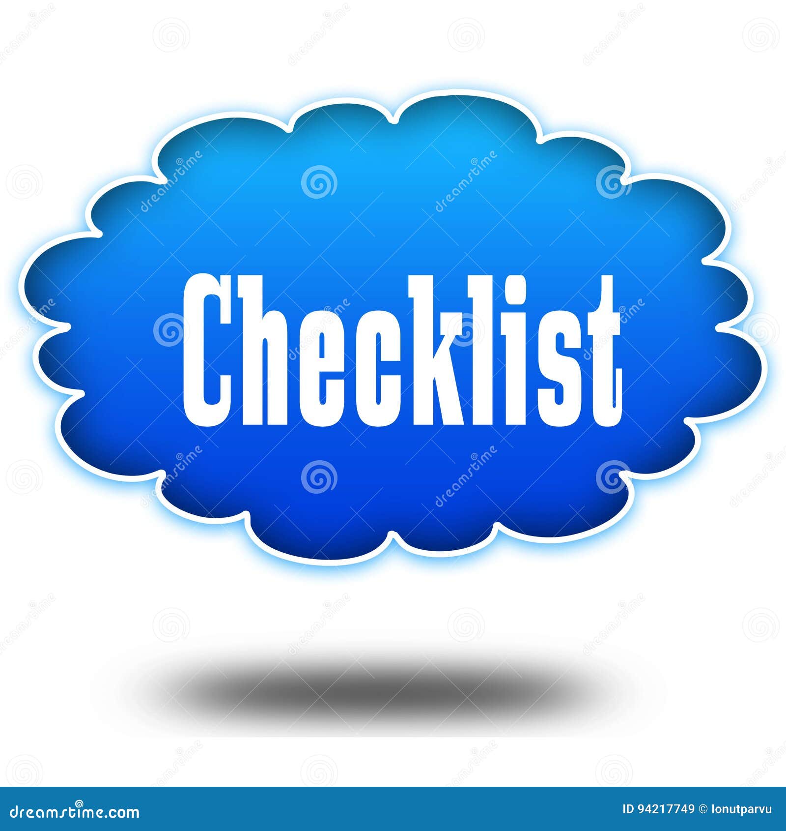 CHECKLIST Text Message on Hovering Blue Cloud. Stock Illustration ...