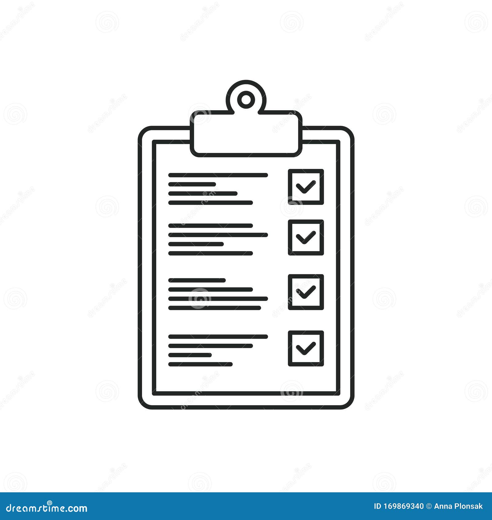 Checklist Thin Line Icon. Approved Document. Vector Stock Illustration ...