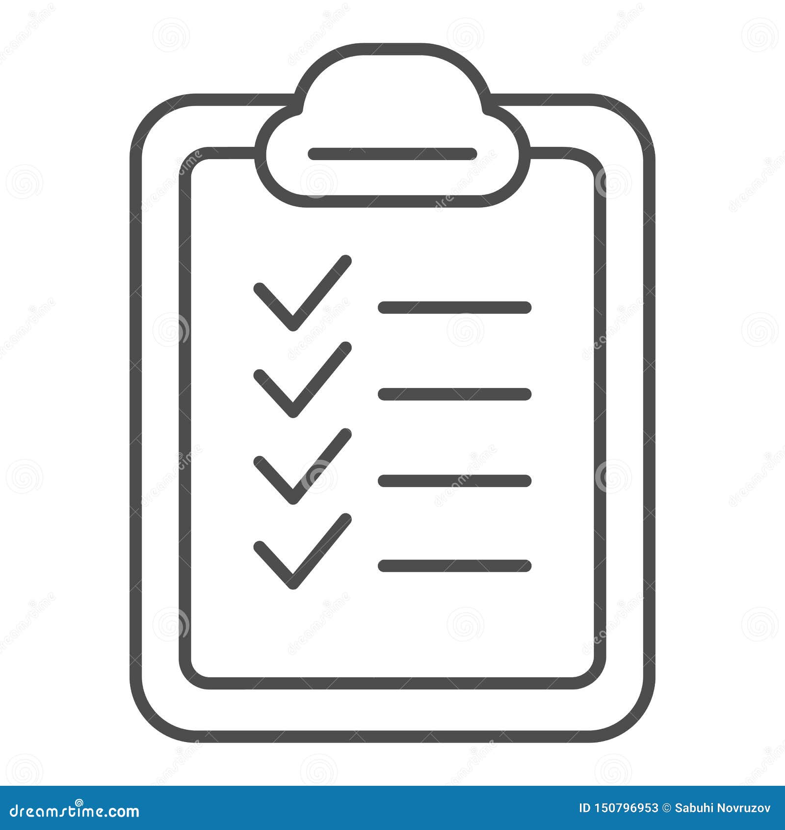 Checkboard And Pen Thin Line Icon. Checklist With Pen Vector ...