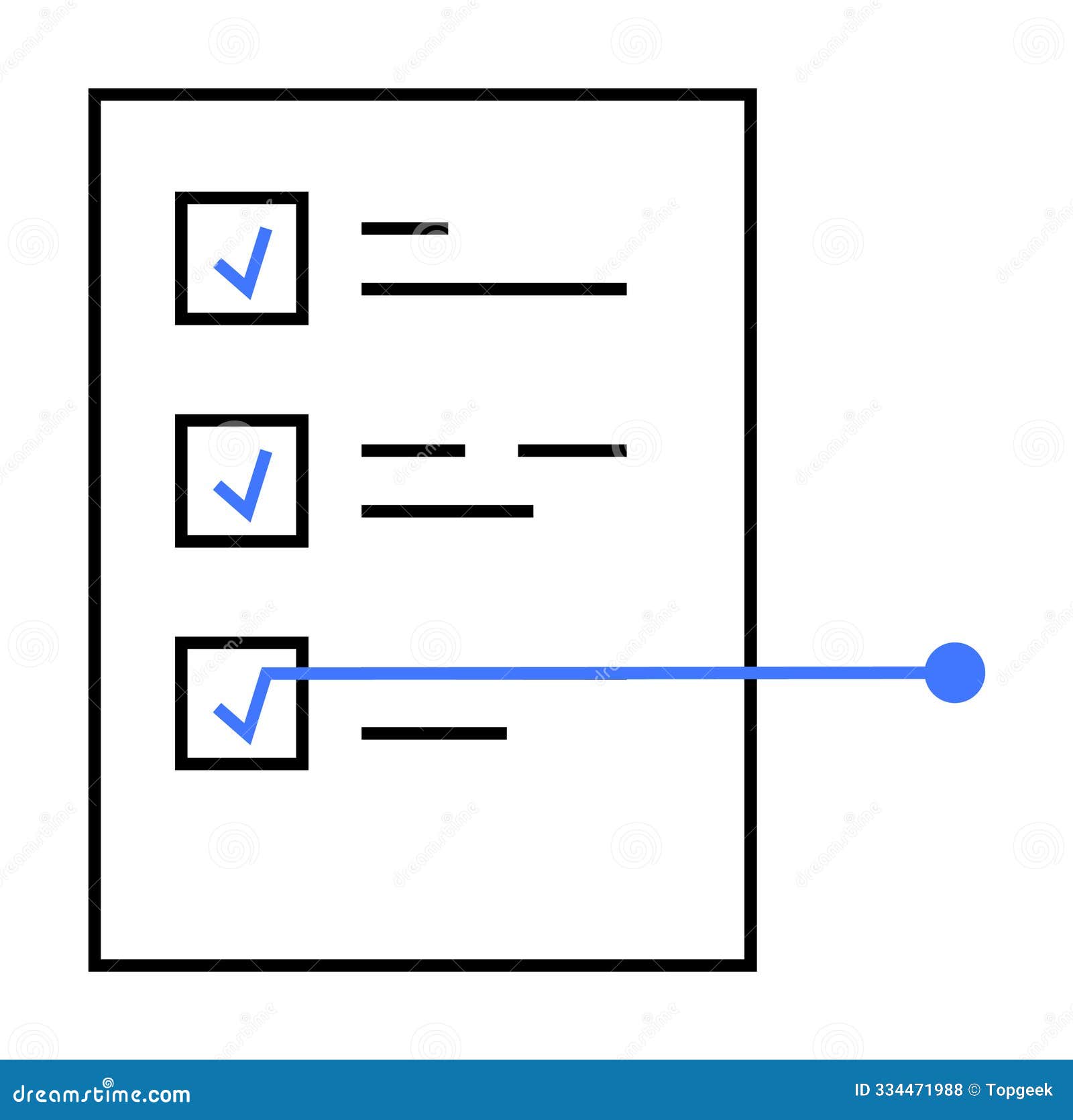 Checklist with Three Completed Items and Connecting Line in Minimalist ...