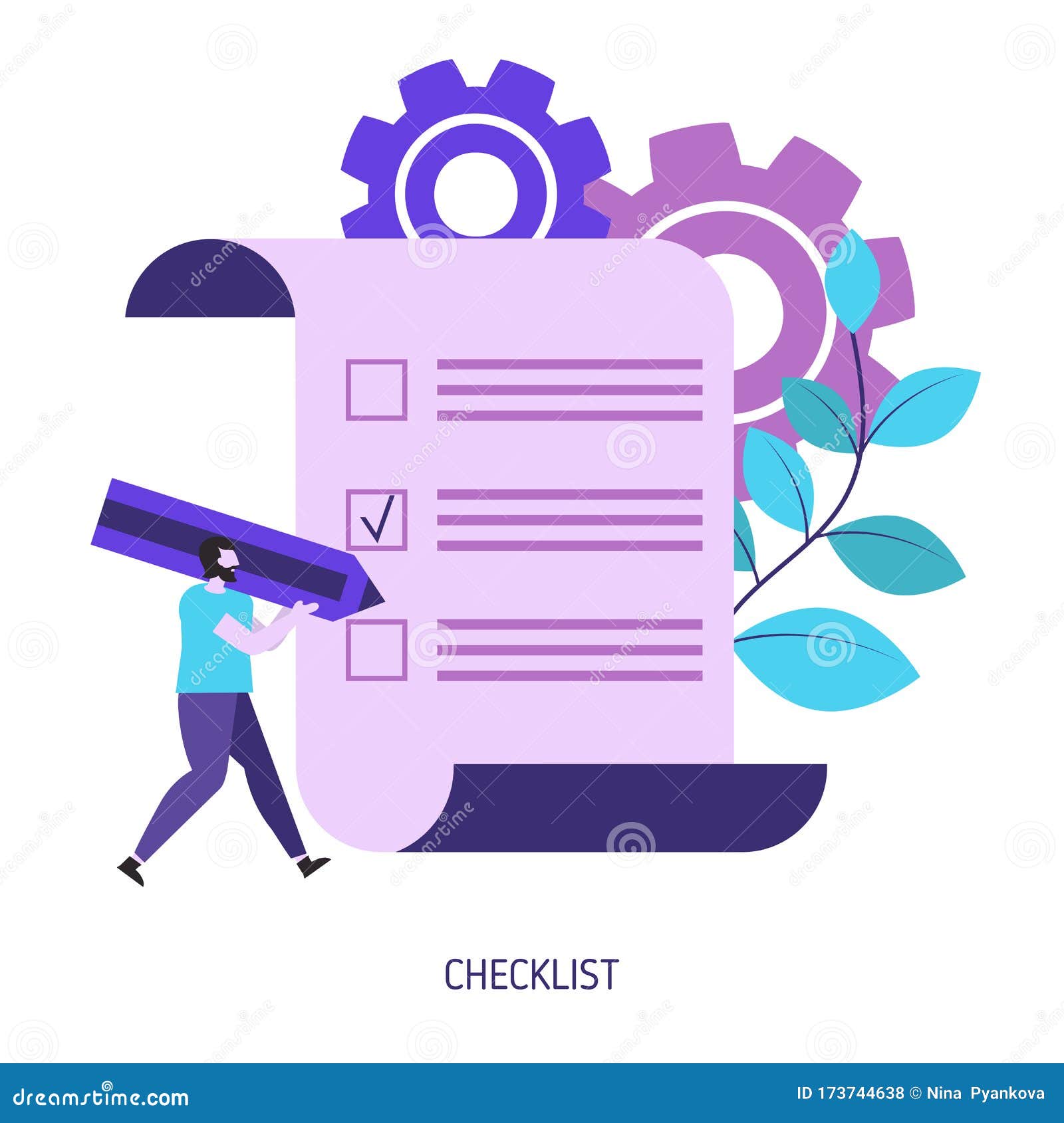 Checklist With Tick Marks In A Flat Style. Questionnaire On A Clipboard ...