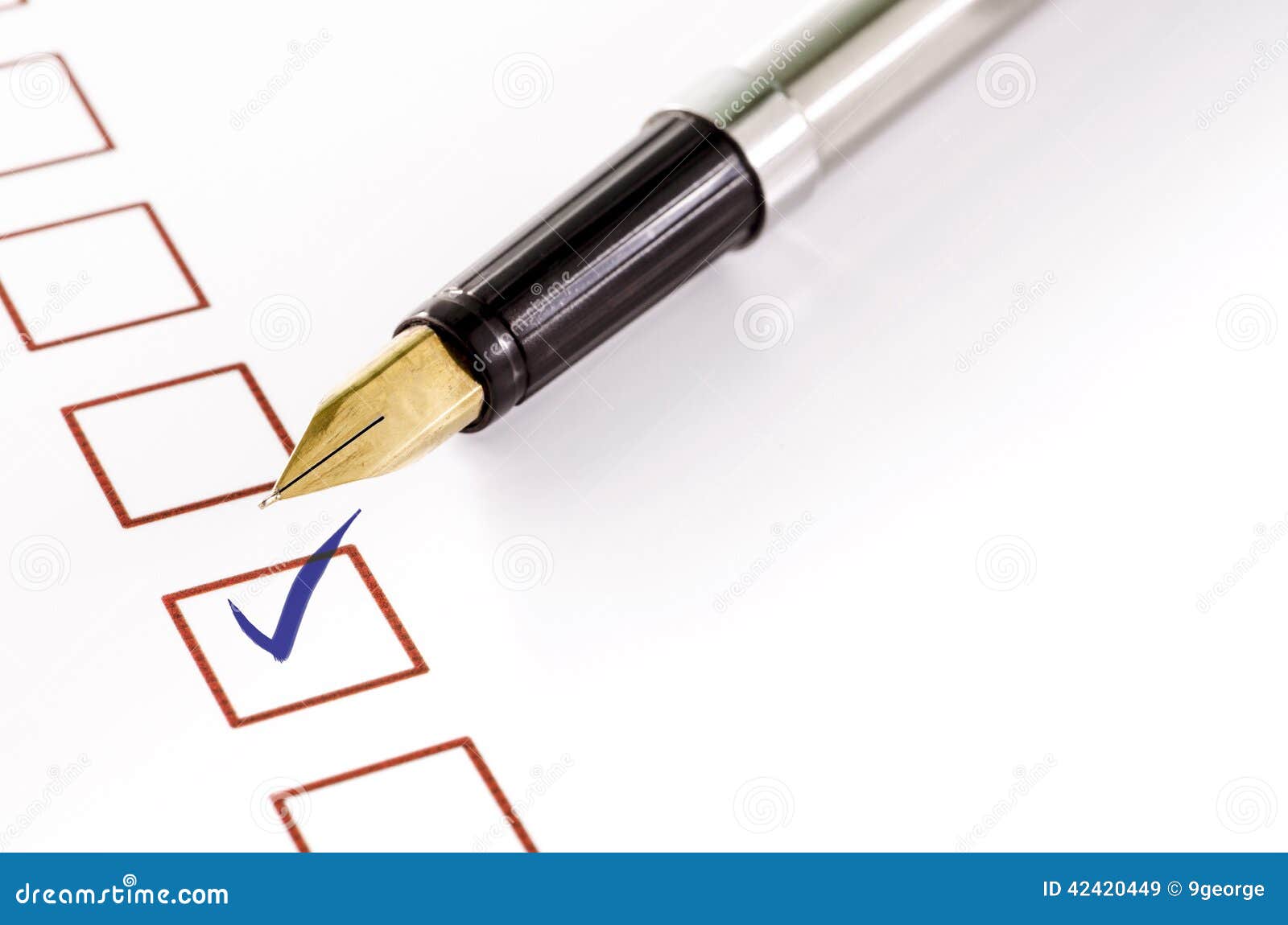 Checklist with a Ticked Box and a Pen on White Paper. Stock Image ...