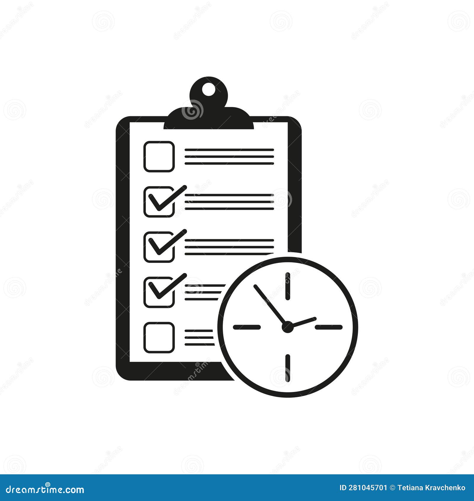 Checklist for Time, Icon. Order Form Vector Illustration. Clipboard and ...