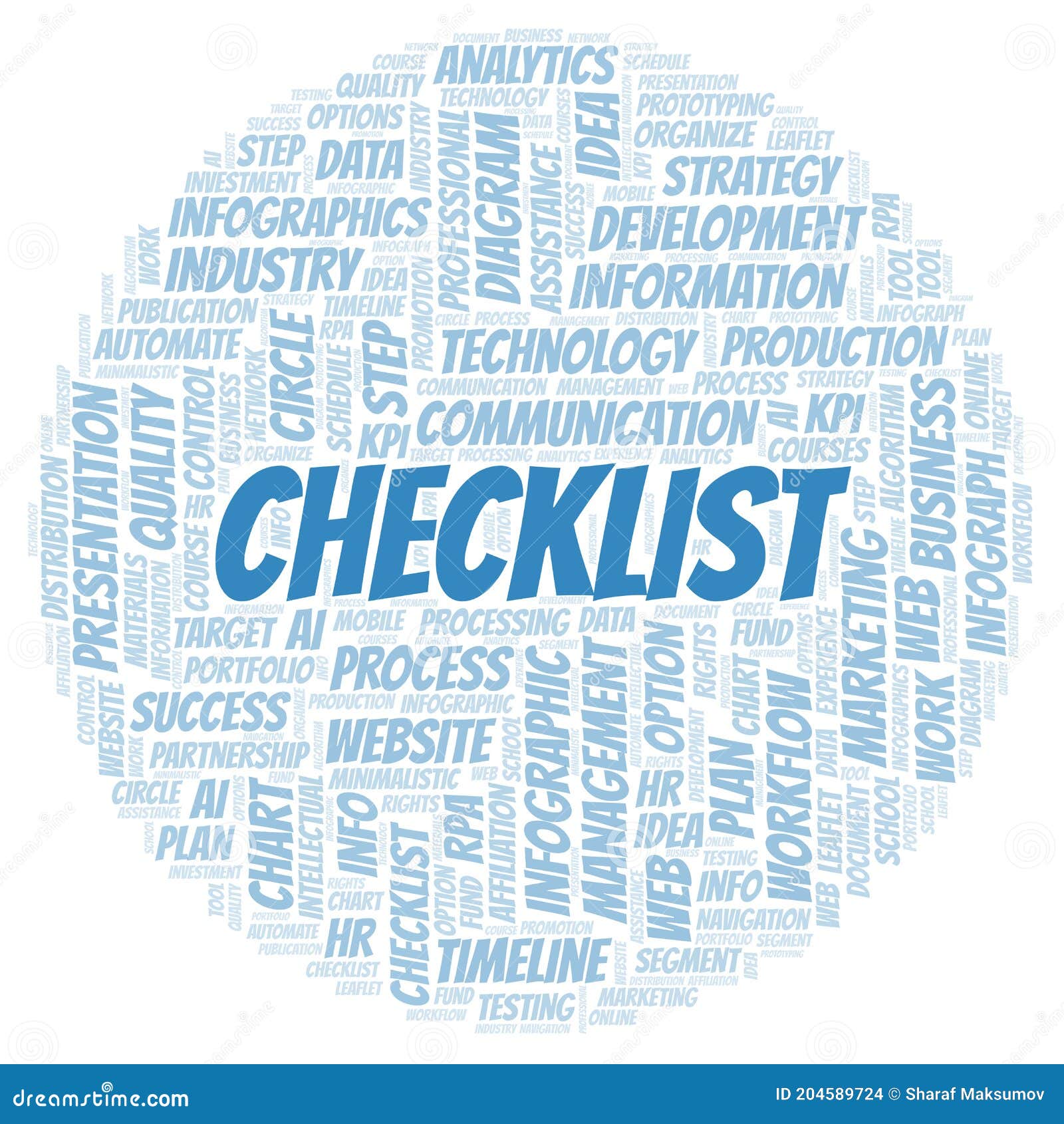 Checklist Typography Word Cloud Create with the Text only. Stock ...