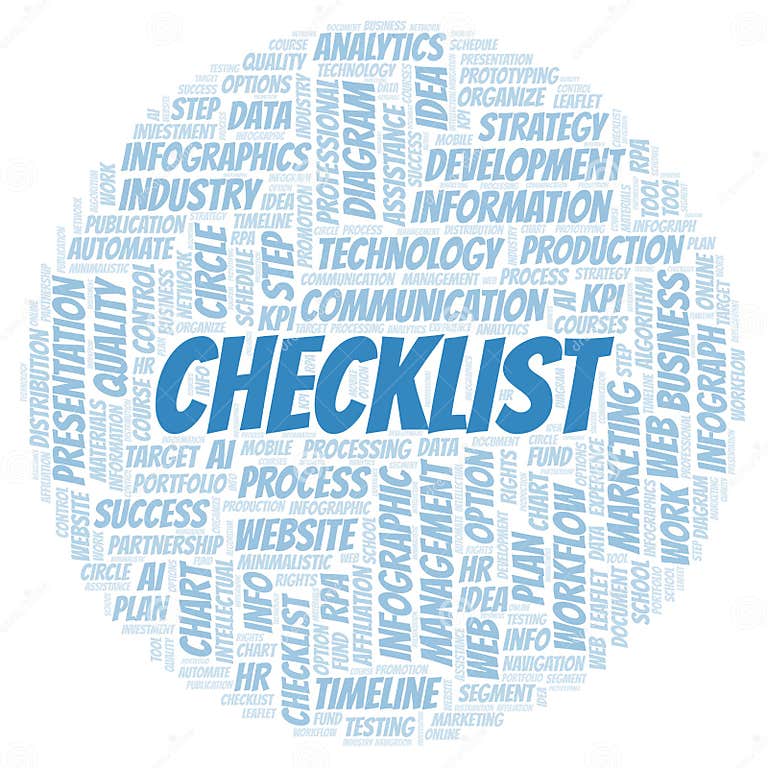 Checklist Typography Word Cloud Create with the Text only. Stock ...